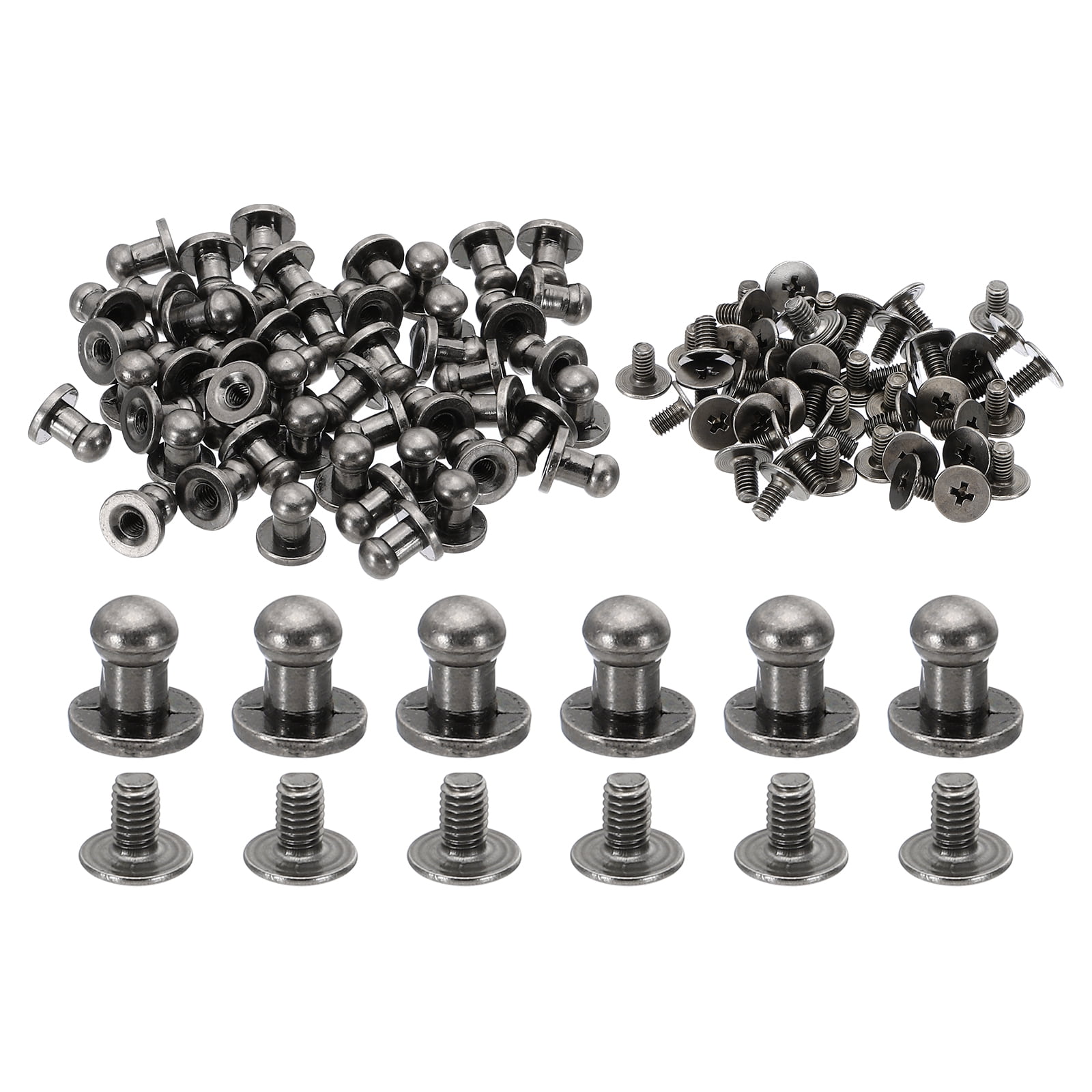 5mm Leather Rivets, 100 Sets Round Button Head Studs Metal Screw Studs ...