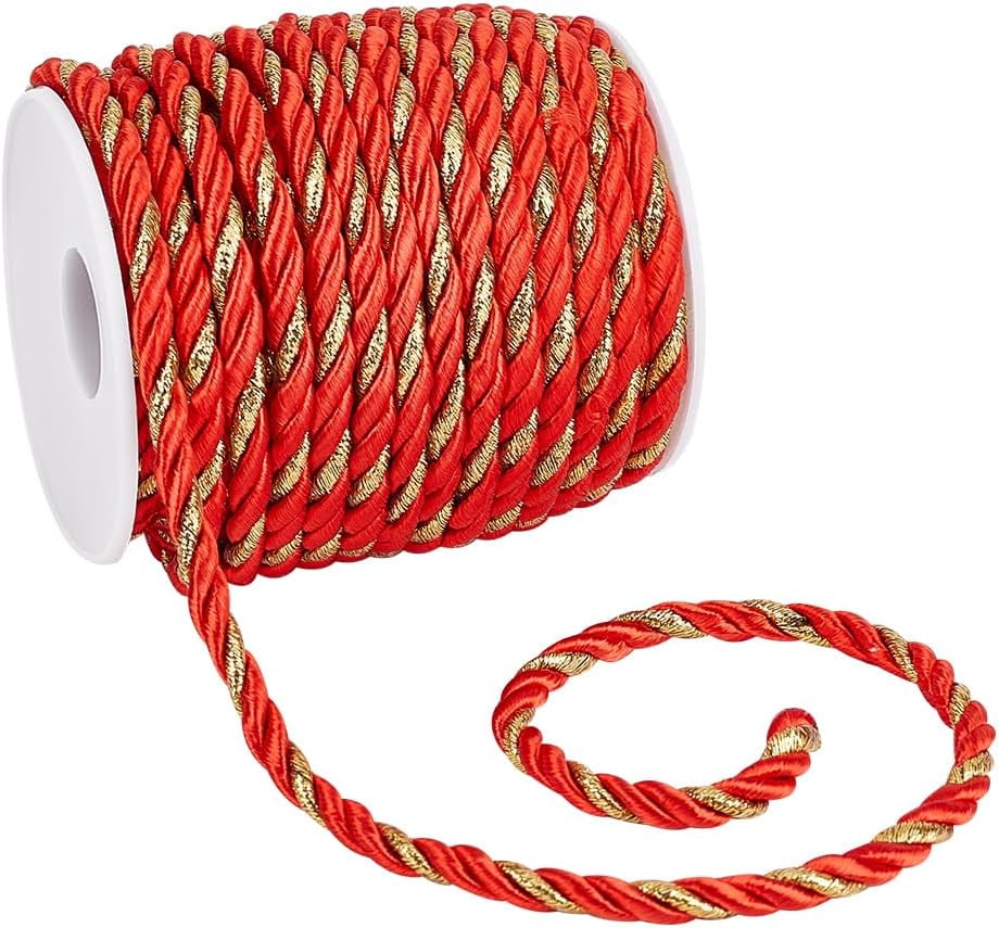 5mm Red Gold Rope 19 Yards Cord Trim Craft Window Decorative Rope ...
