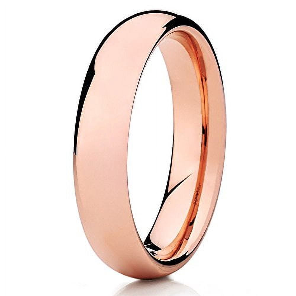 5mm Rose Gold Tungsten Ring Shiny Polish Tungsten Ring Dome Tungsten ...