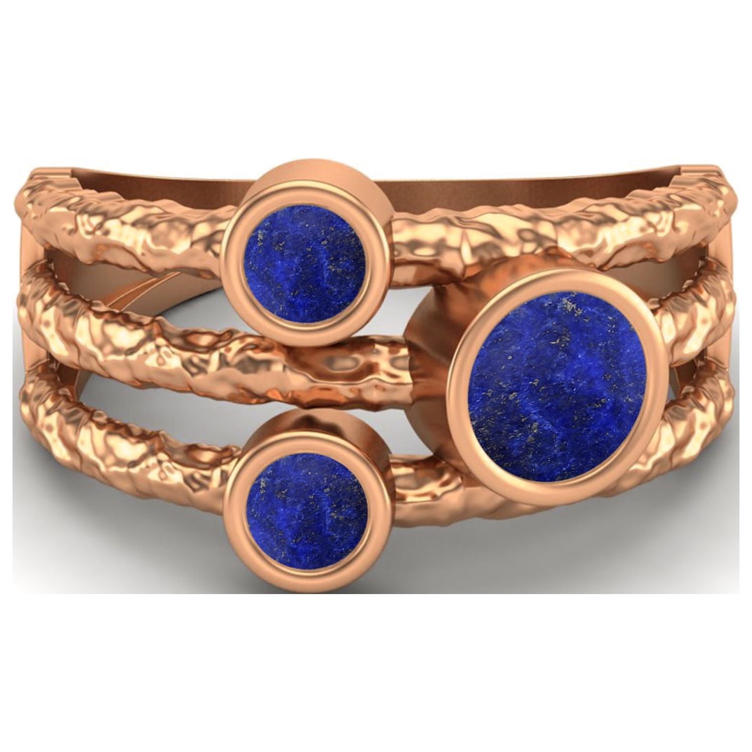 5mm Round Lapis Handmade Split Shank Band 925 Sterling Silver Rose ...