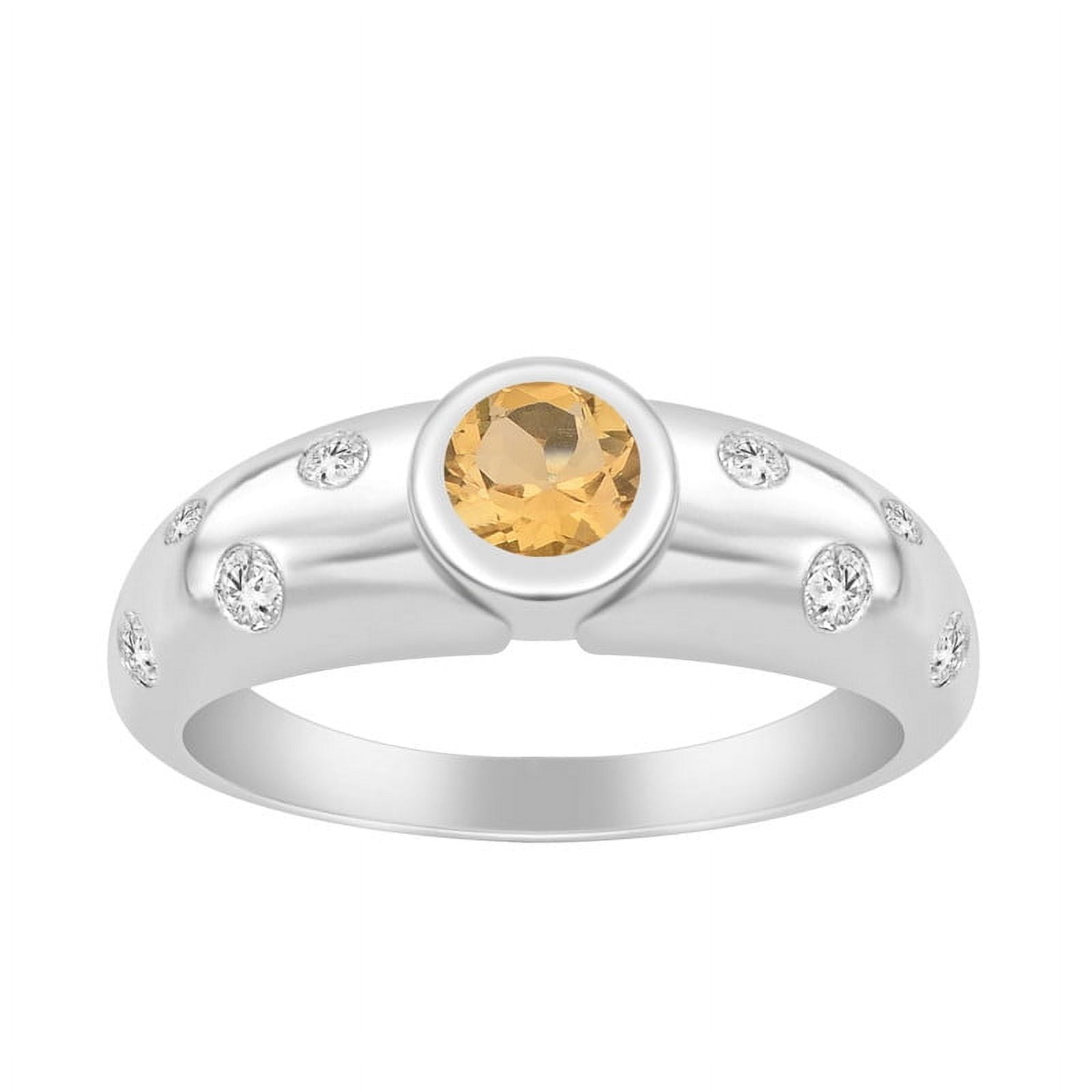 5mm Round Shape Citrine Gemstone 925 Sterling Silver Women Wedding Ring ...