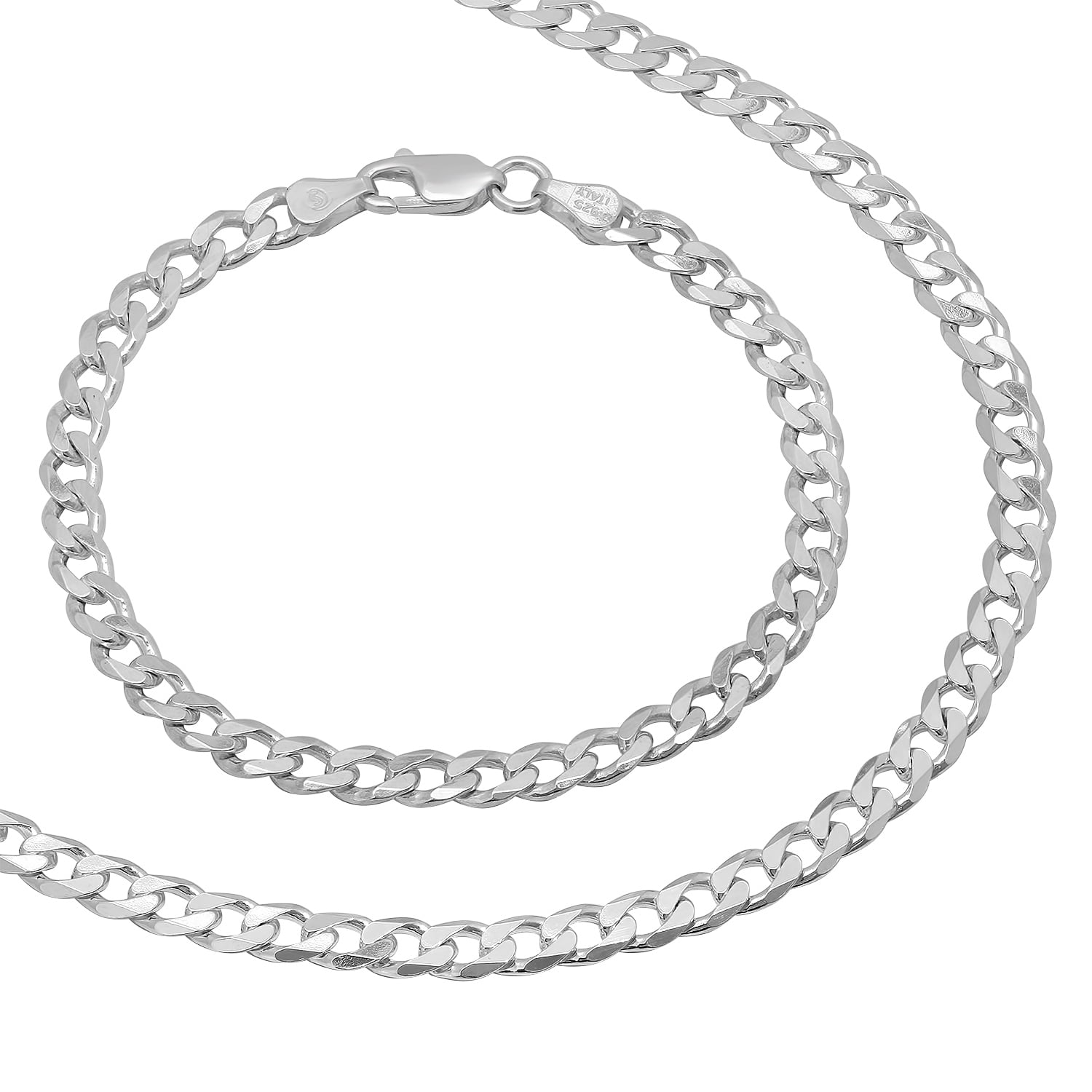 5mm Solid .925 Sterling Silver Flat Cuban Link Curb Chain Necklace ...