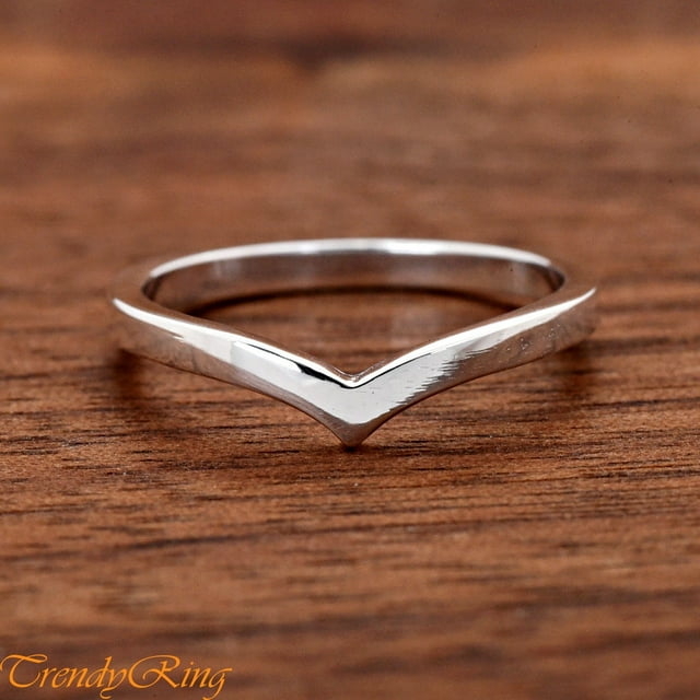 5mm Sterling Silver V-Shape Wishbone Chevron Ring – High Polished Solid ...
