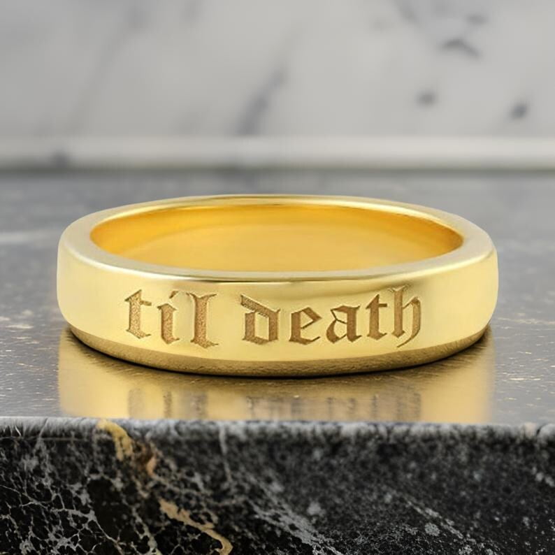 5mm Til Death Ring, Til Death Band Ring, Personalized Ring, Mens Ring ...
