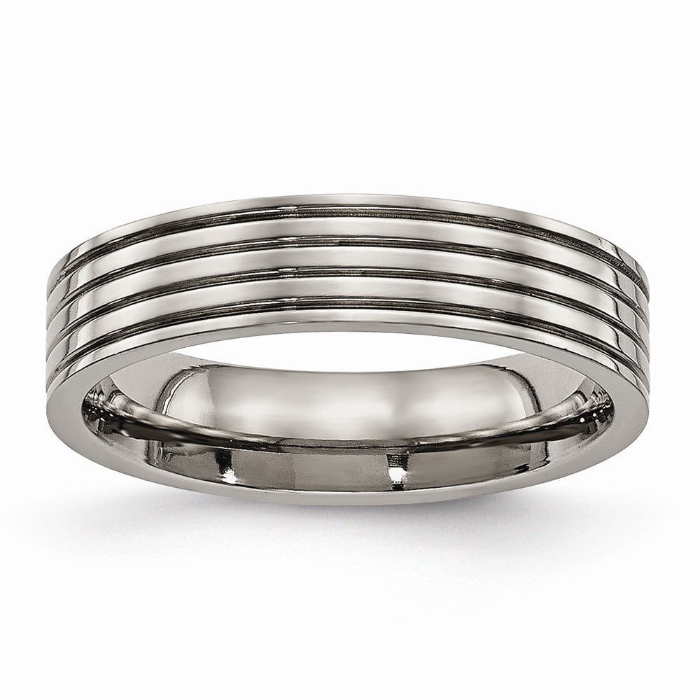 5mm Titanium Polished Grooved Comfort Back Ring - Size 12 - Walmart.com