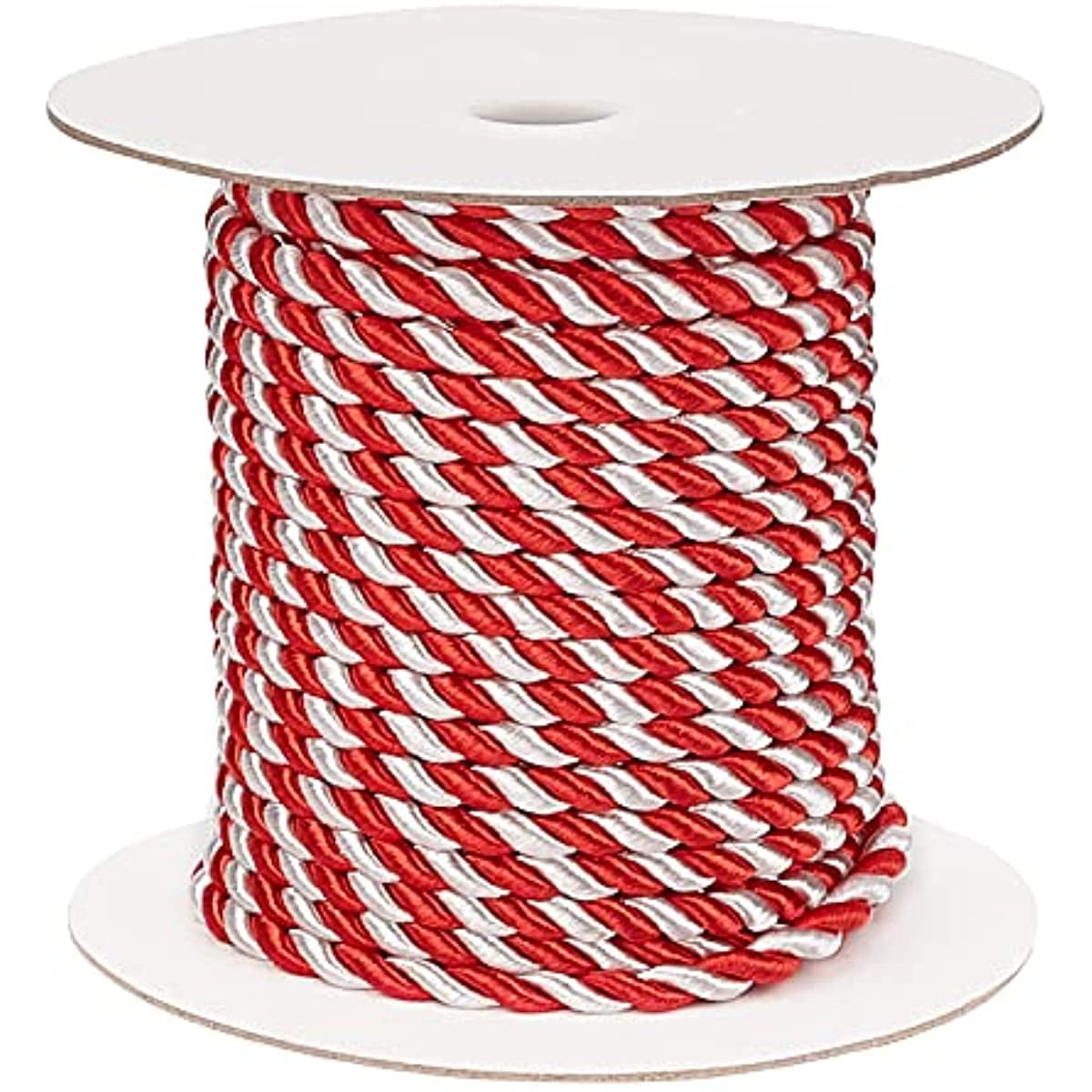 5mm Twisted Cord Trim Red Silver Nylon Braid Rope 3-Ply Decorative ...