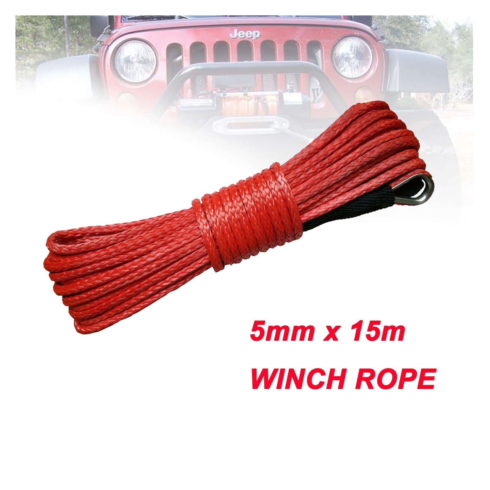 5mm X 15m Synthetic Winch Lines Ropes Fiber With Sheath Car Accessories ...