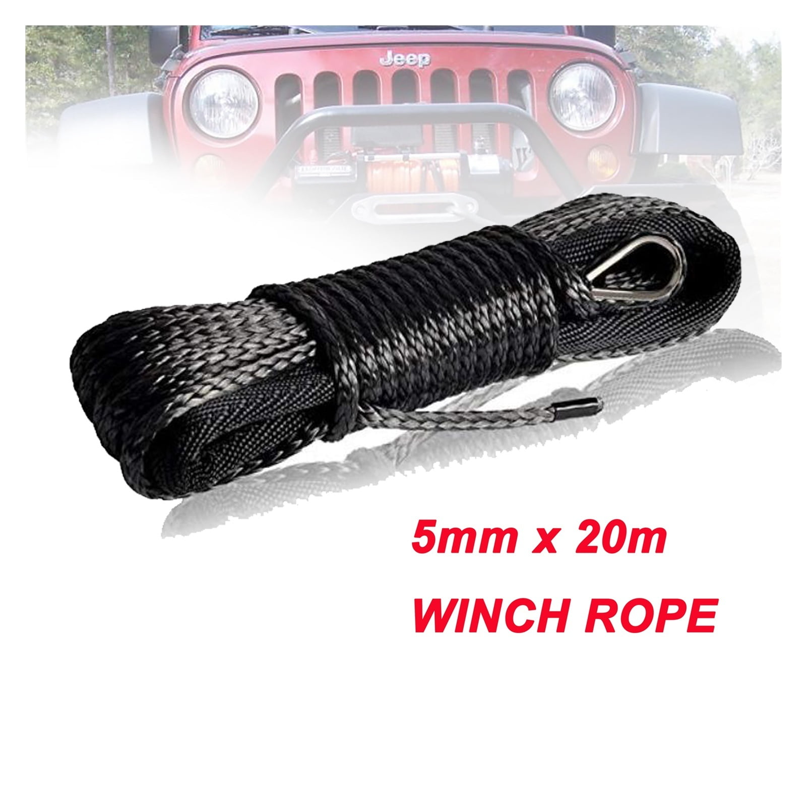 5mm X 20m Synthetic Winch Lines Rope With Sheath Car Accessories ,High ...