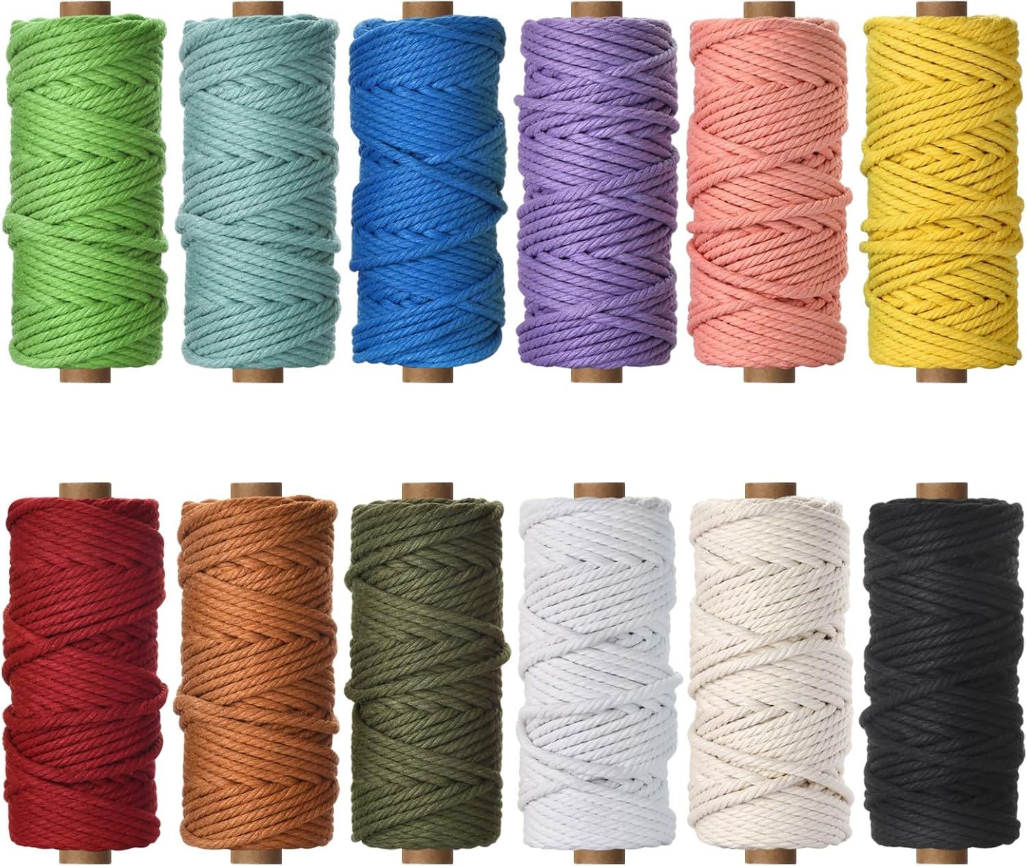 5mm x 396 Yards Macrame Cord - 12 Colors Natural Colored Macrame Cotton ...