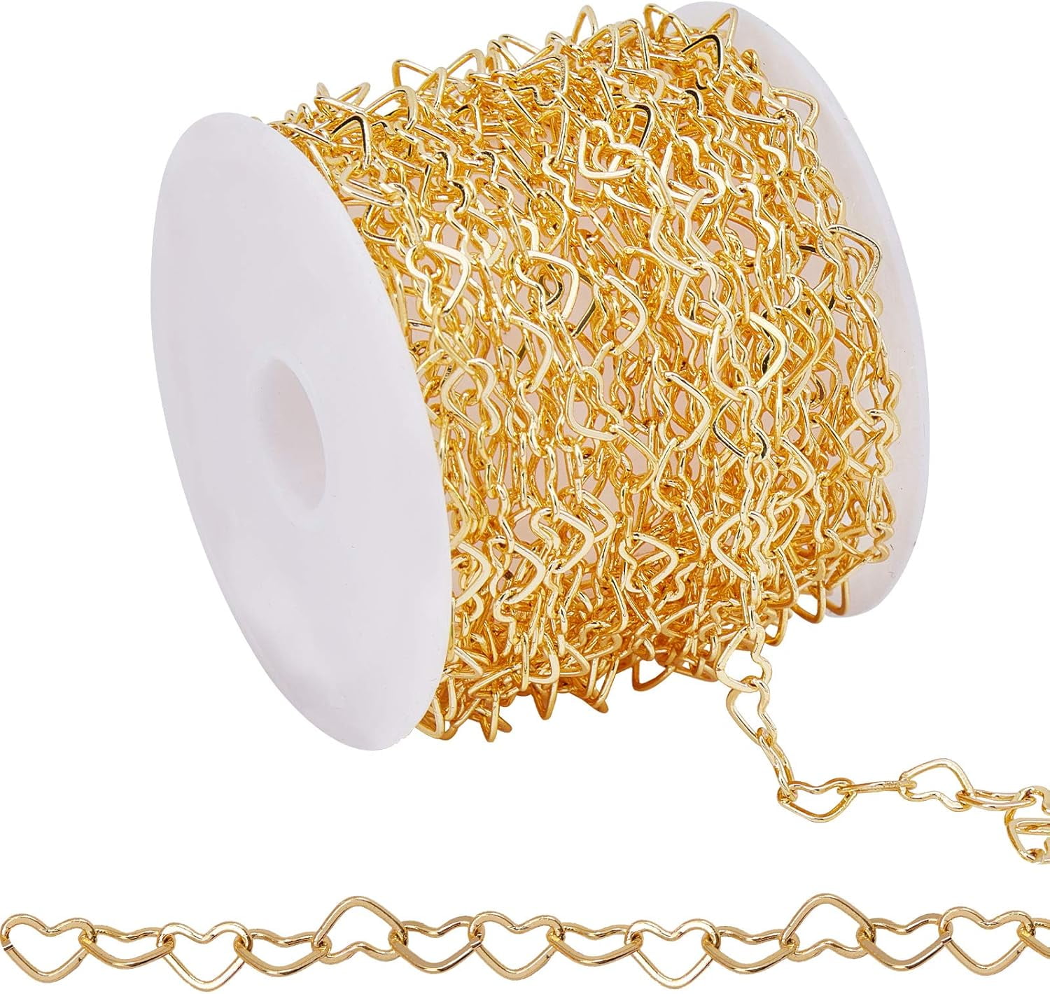 5ms 1 Roll 16.4 Feet (5.47 Yards) Brass Heart Link Chains Golden ...
