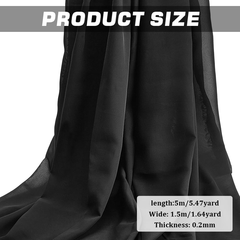 5ms 5.5 Yards Solid color Chiffon Fabric 59 Inch Wide Sheer Black ...