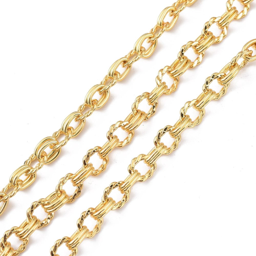 5ms Brass Cable Chains with Spool Unwelded golden 8x5x1mm and 9x7x1mm ...