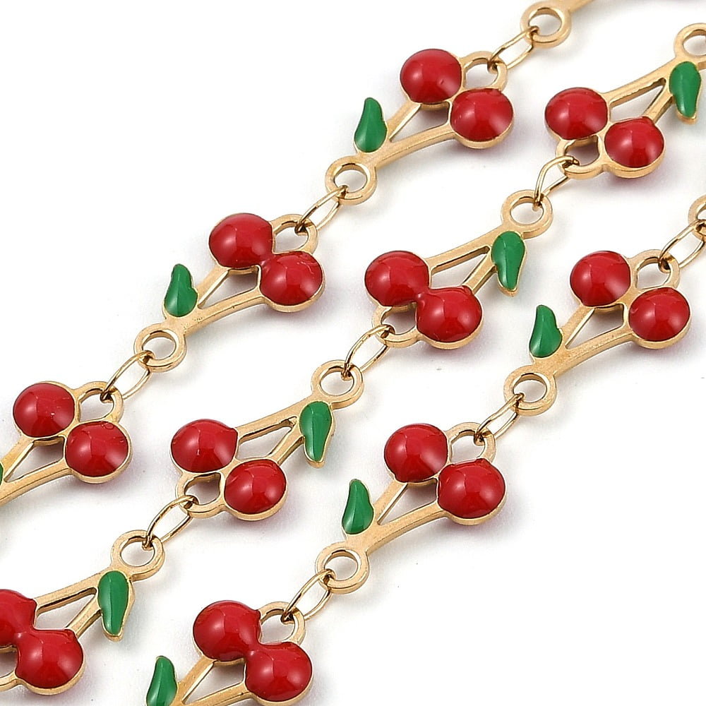 5ms Ion Plating(IP) 304 Stainless Steel Enamel Cherry Link Chains with ...