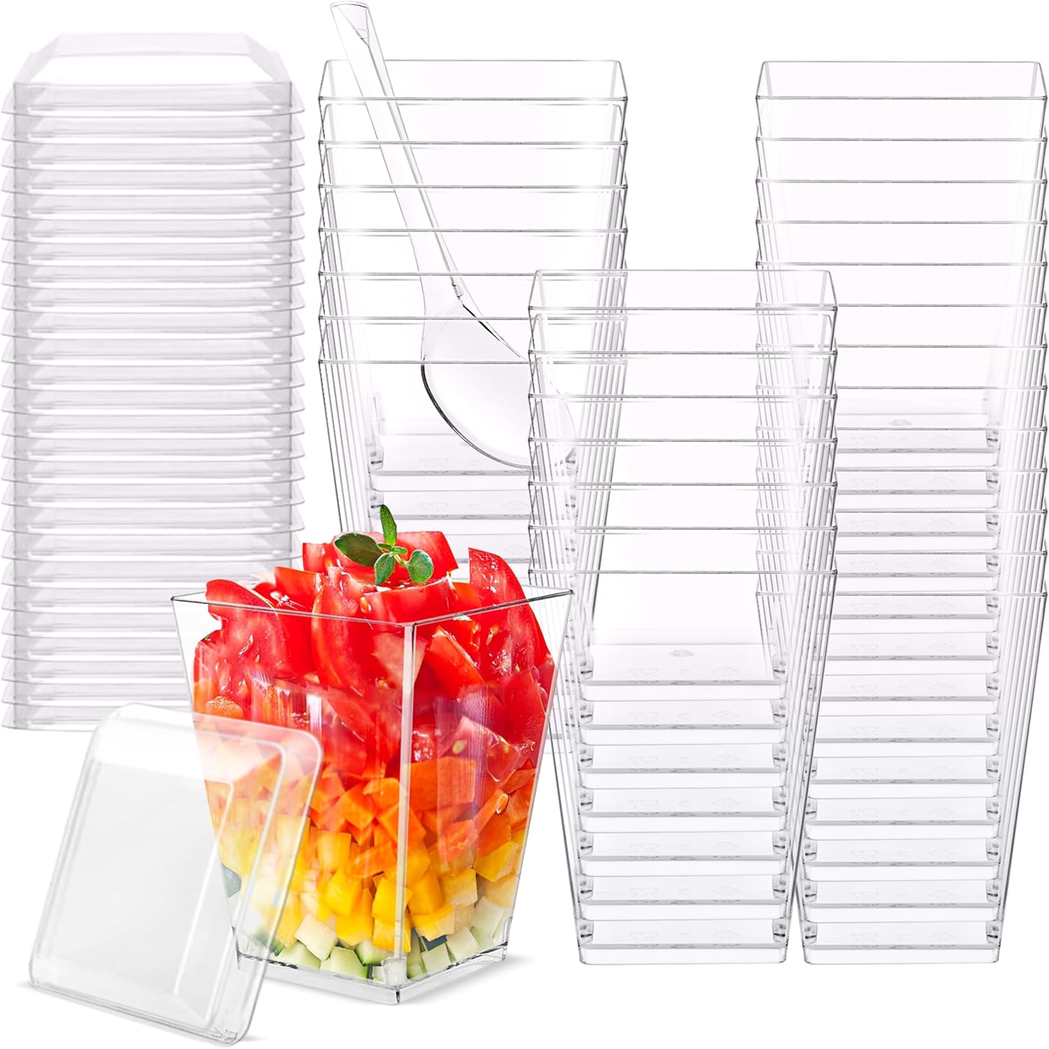 5oz 100 Pack Mini Dessert Cups with Lids and Spoons, Dessert Pudding ...