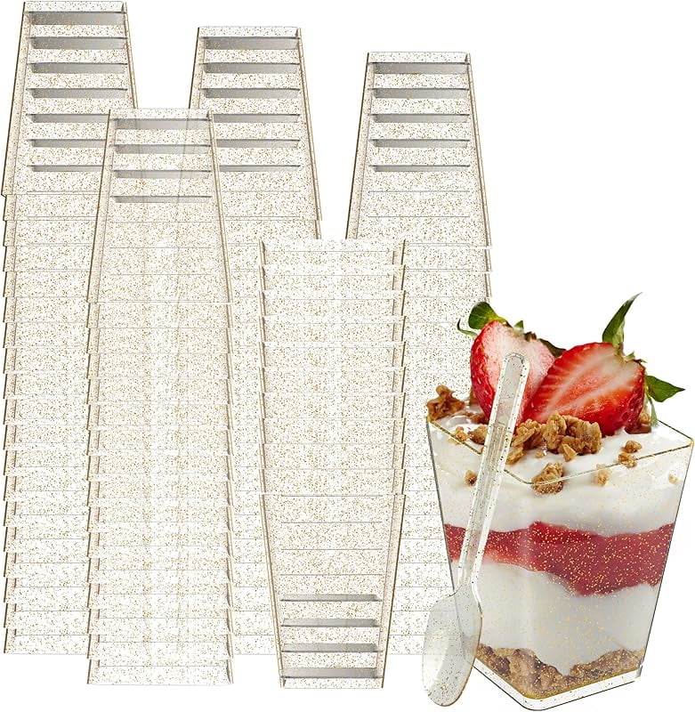 5oz 50 pack Dessert Cups With Spoons, Mini Small Yogurt Parfait ...