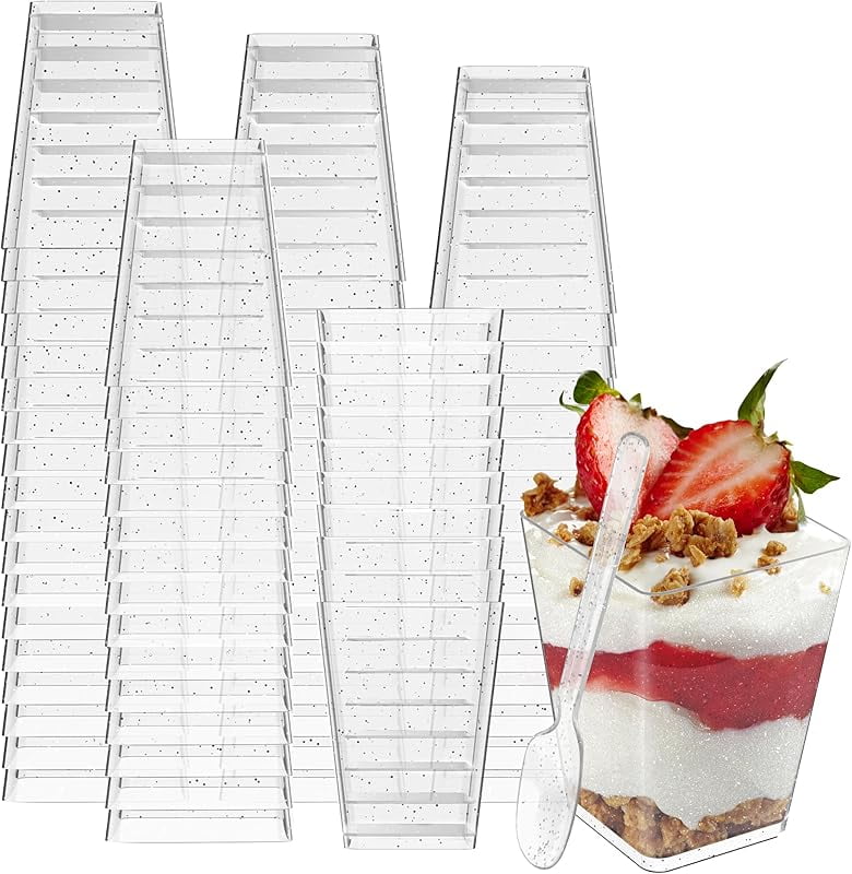 5oz 50 pack Dessert Cups With Spoons, Mini Small Yogurt Parfait ...