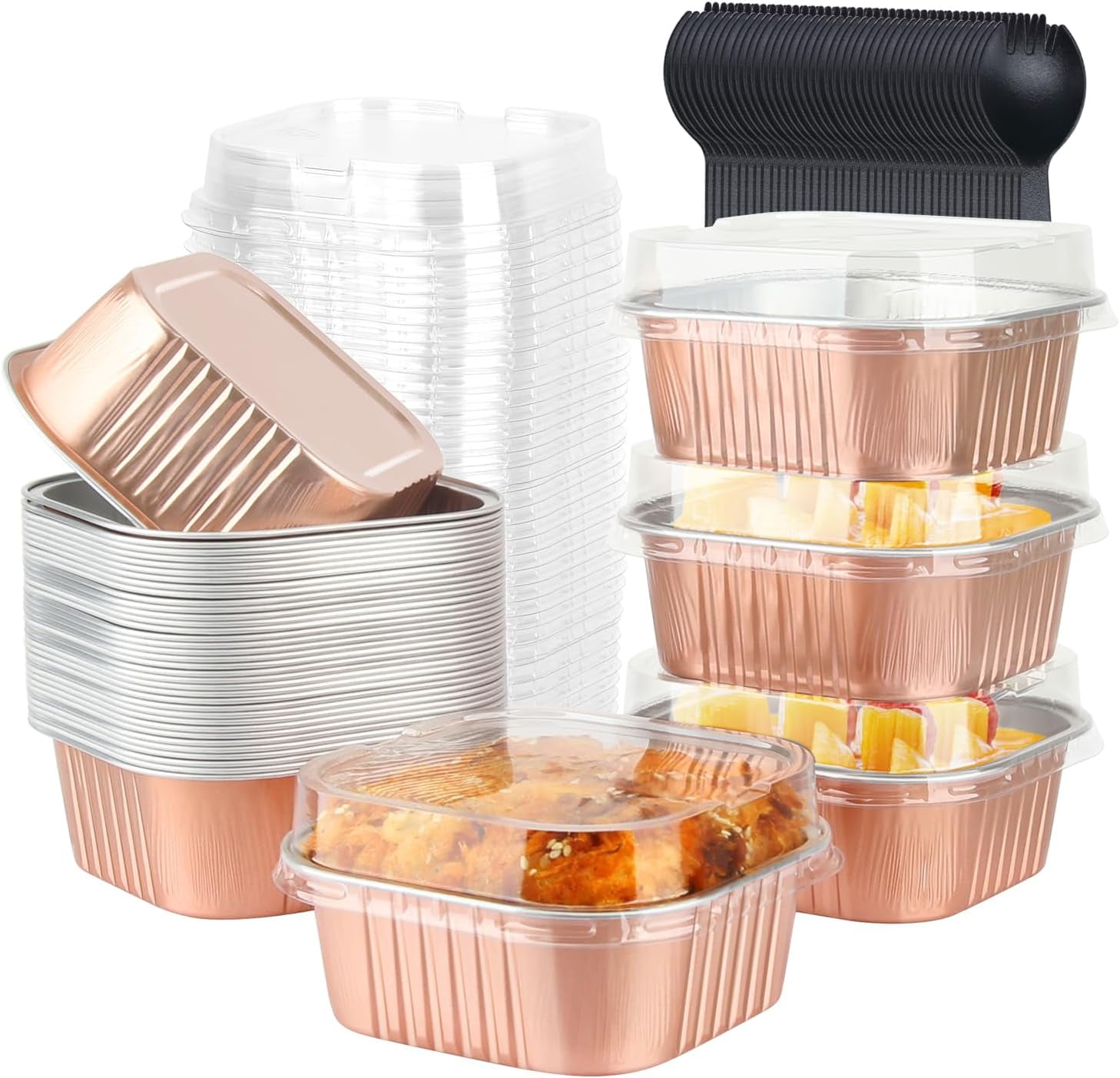 5oz Cupcake Mini Cake Pans with Lids 40 Pack, Aluminum Foil Cupcake ...