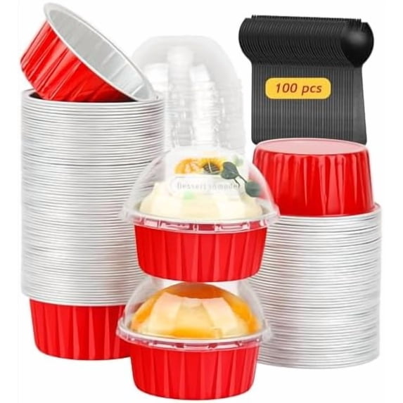 5oz Cupcake Pans Muffin Tins 100 Pack, Aluminum Foil Mini Cake Baking ...