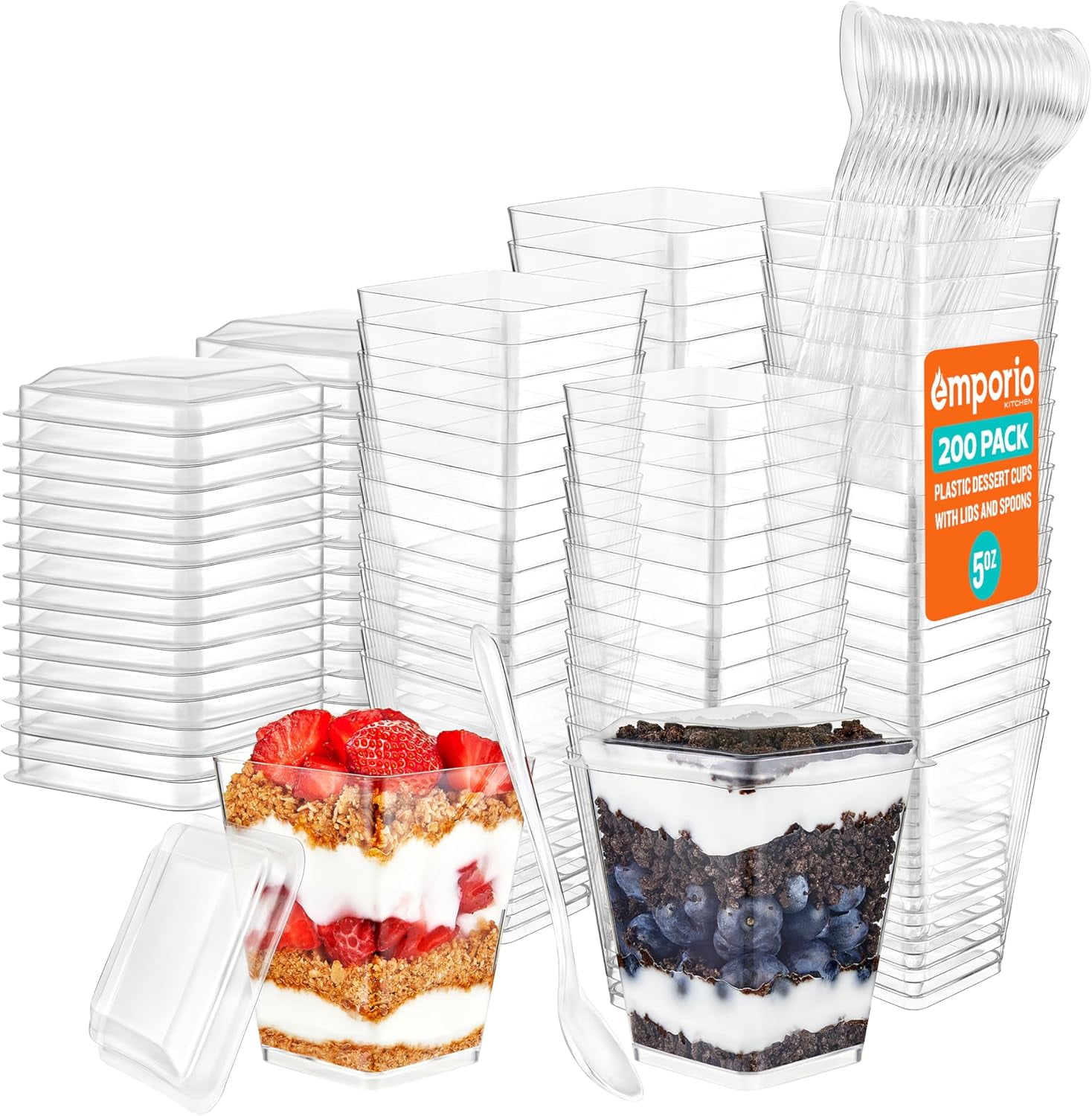 5oz Plastic Dessert Cups with Lids and Spoons - Appetizer Cups for ...