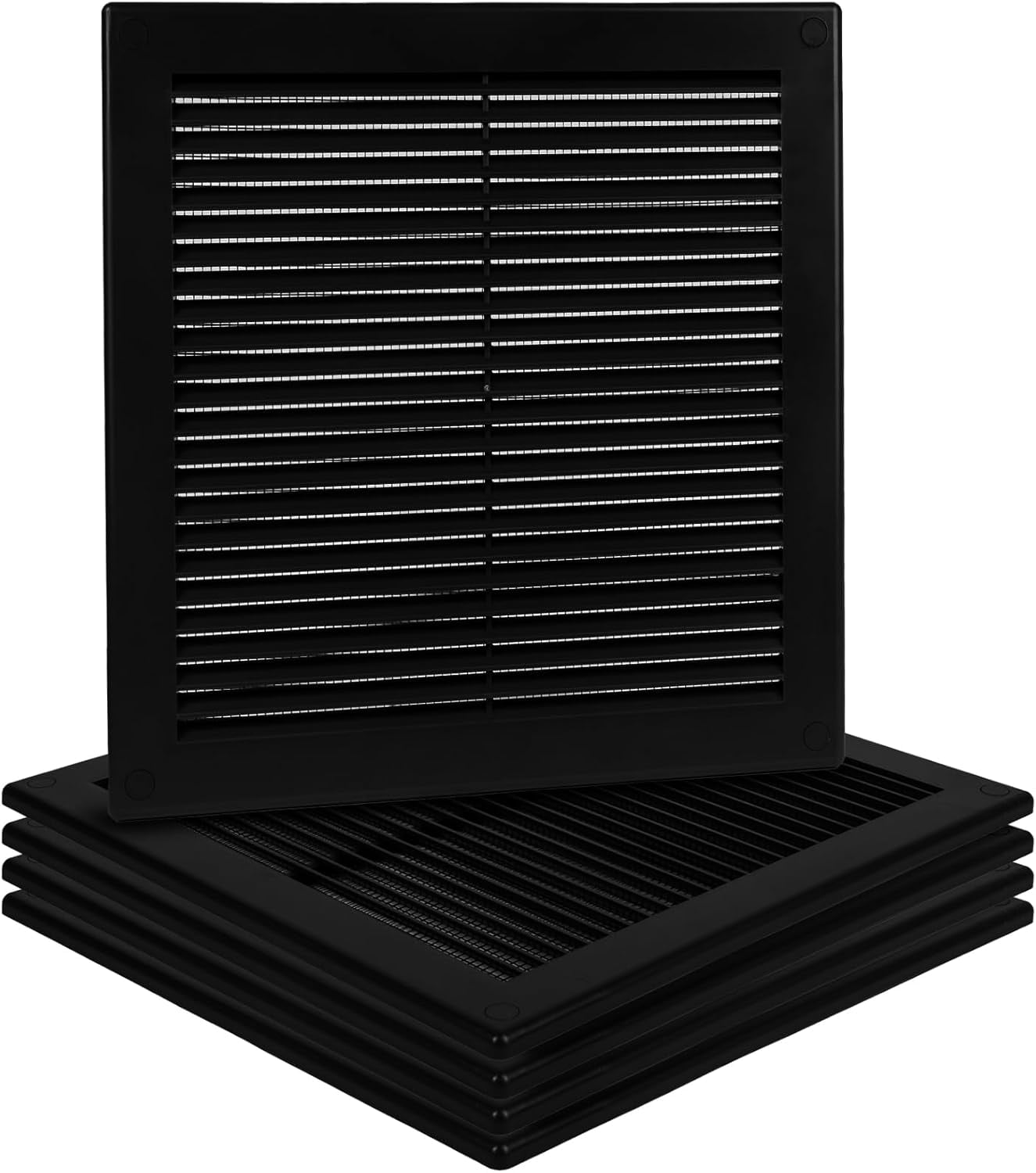 5pack 8" X 8" Inch (Grille Dimensions) Black Plastic Square Vent Cover ...