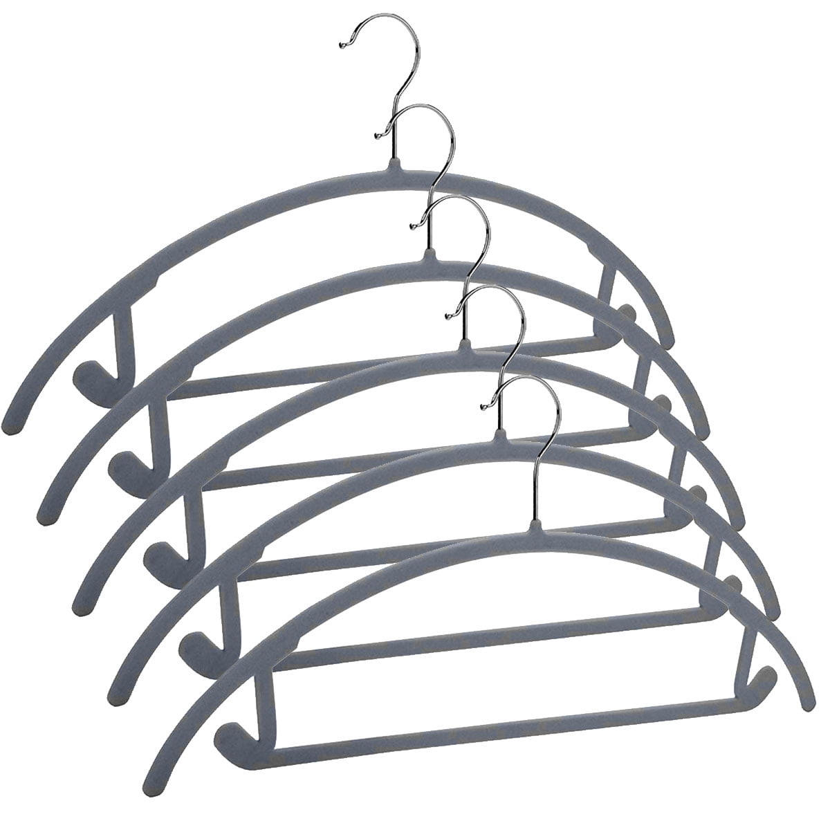 （5pack）Plastic Hangers No Shoulder Bump Suit Hangers - Chrome Hooks,Non ...