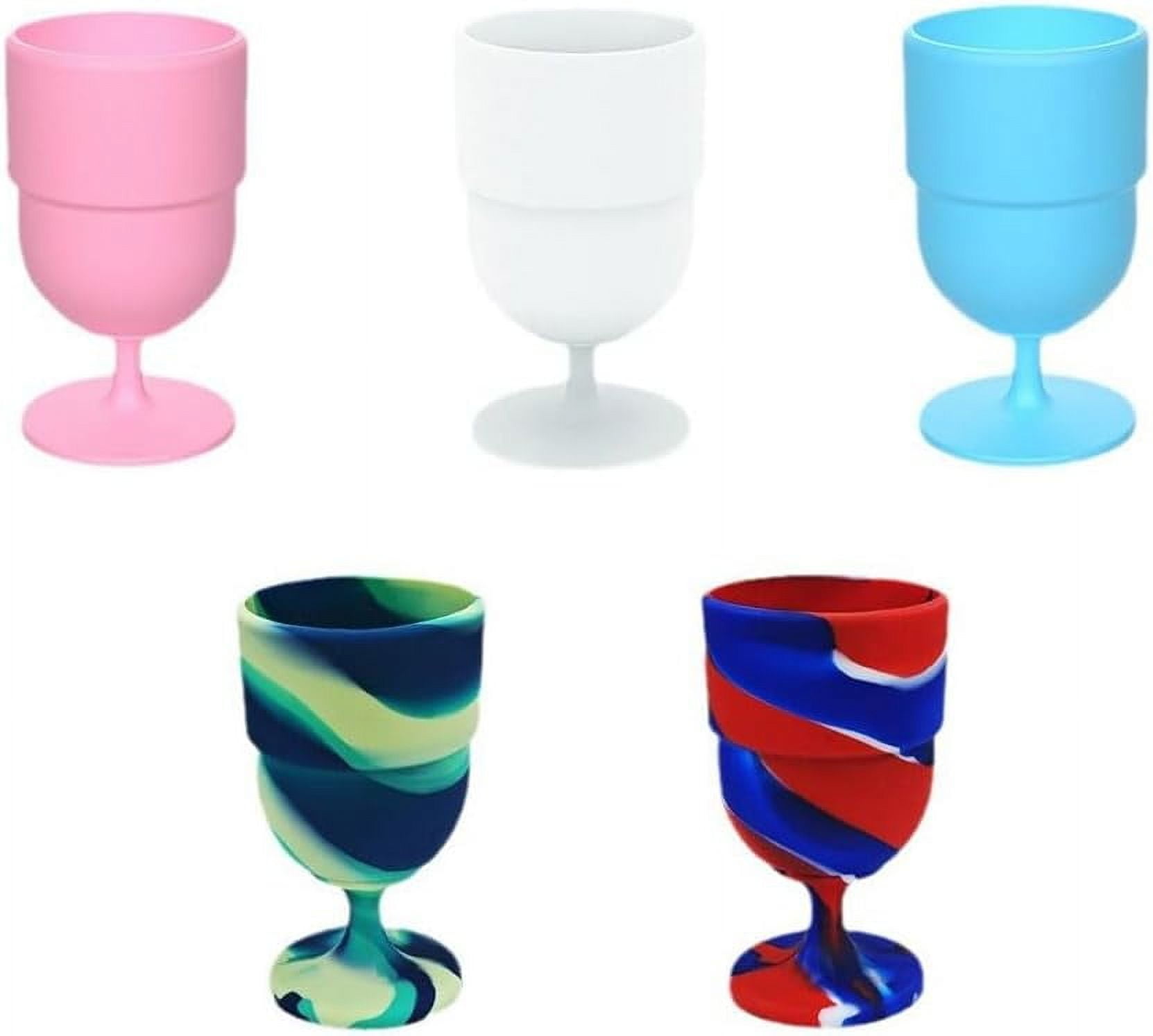 5pack Unbreakable Silicone Wine Glasses Portable Collapsible Travel ...
