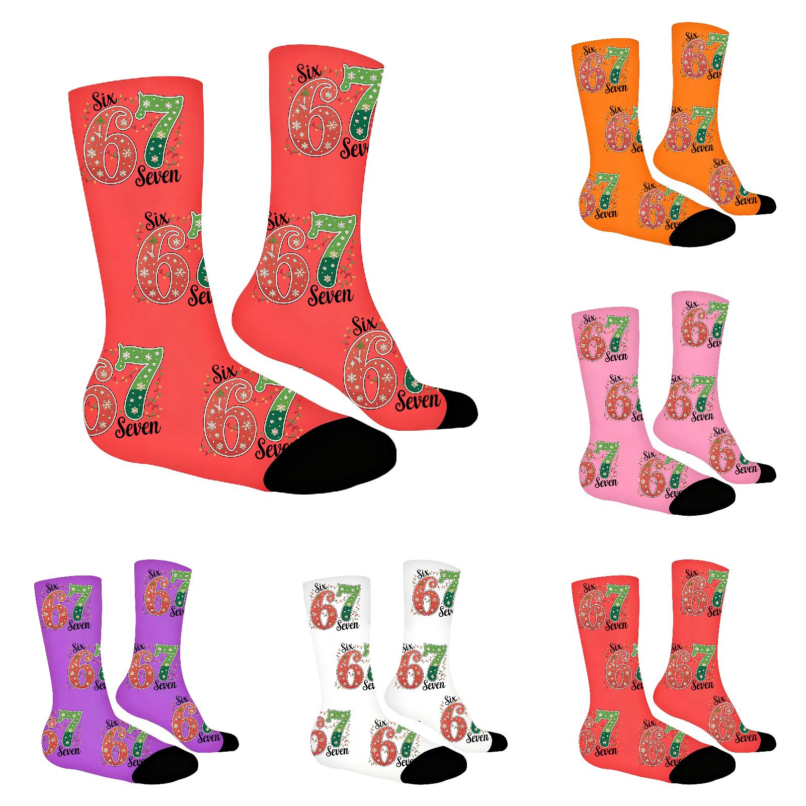 5packs 67 Socks Novelty Six Seven Ice Cream Drip Funny Number Socks ...
