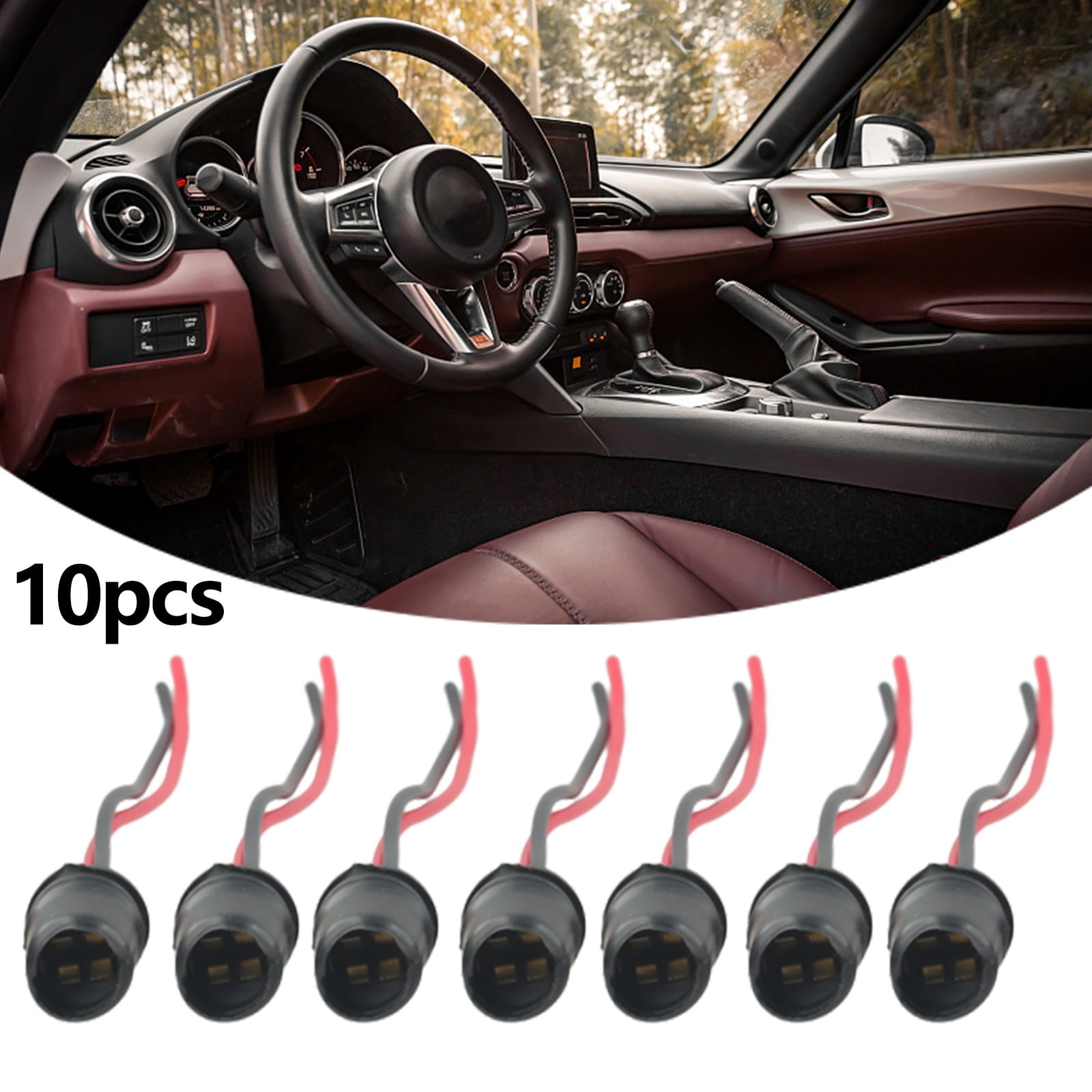 5pair Car Wedge Light Bulb Socket Connector Holders For T10 Round ...