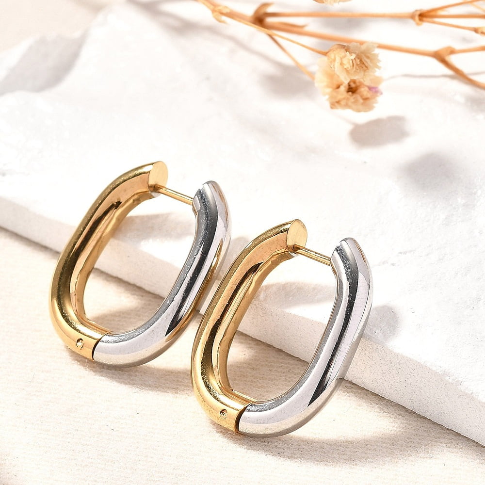 5pairs Rectangle Ion Plating(IP) 304 Stainless Steel Hoop Earrings for ...