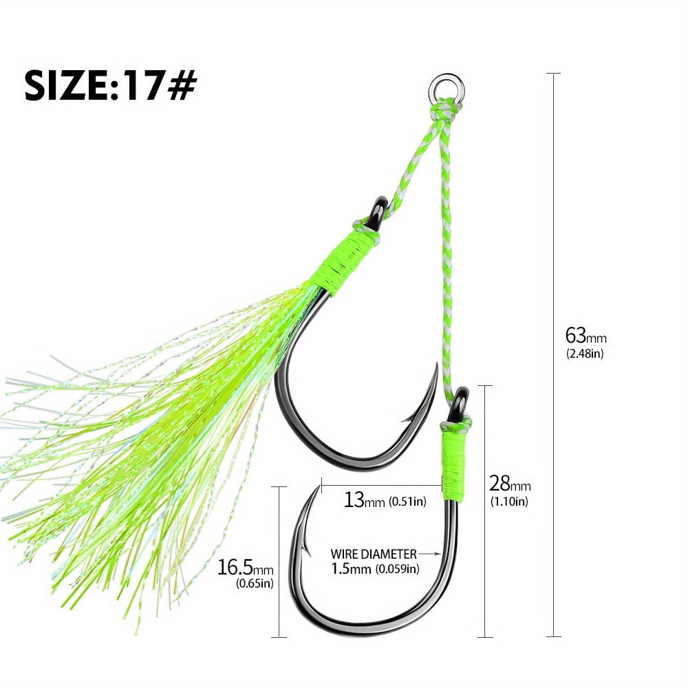 5pairs/pack High Carbon Steel Assist Hooks - Double Jigging Hooks, Slow ...