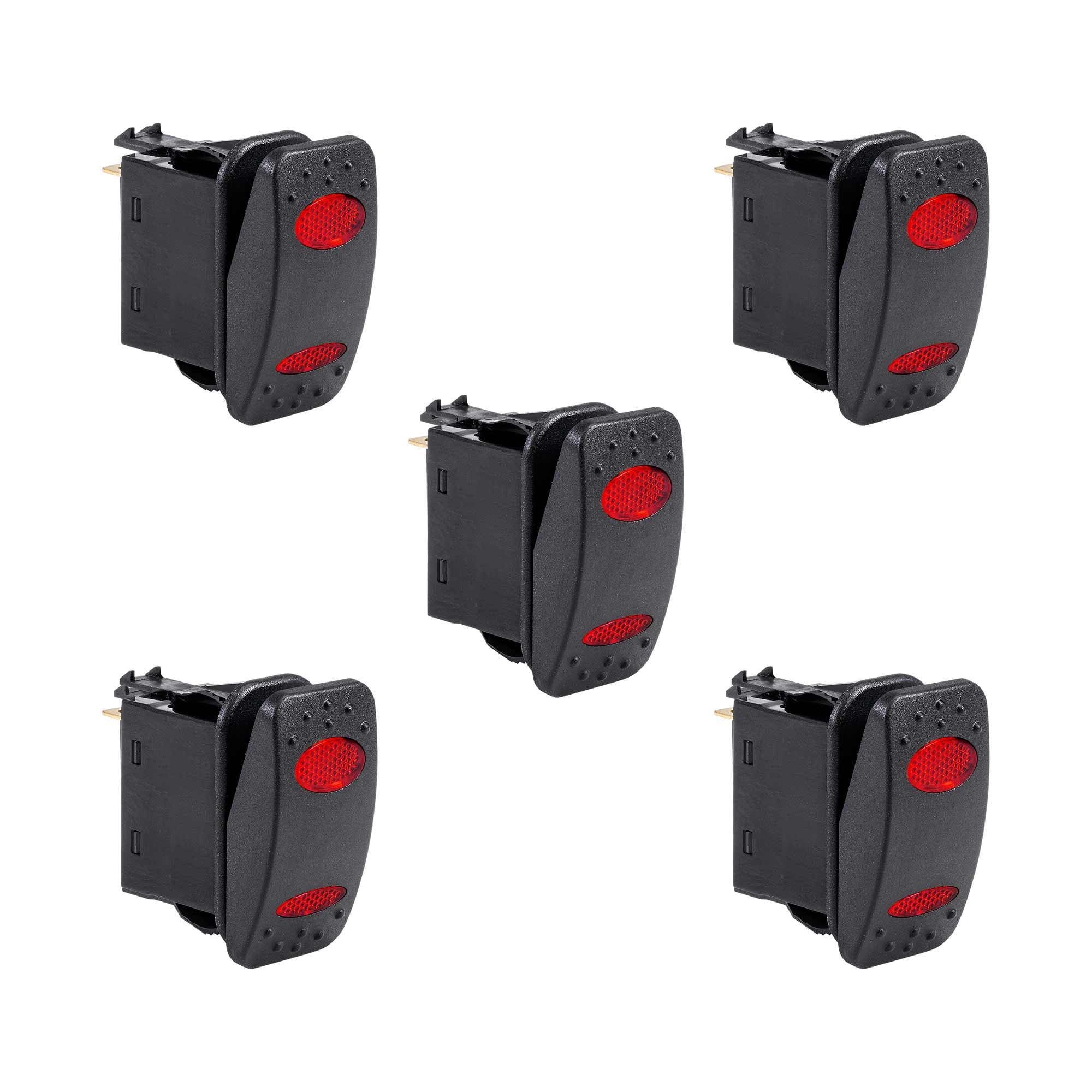 5pc 12V DC 20A 4-Pin LED ON-(ON) SPDT Rocker Switch Kit - RED - Walmart.com