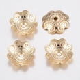 5pc 201 Stainless Steel Bead Caps Flower Multi-Petal Golden 11x3mm Hole ...