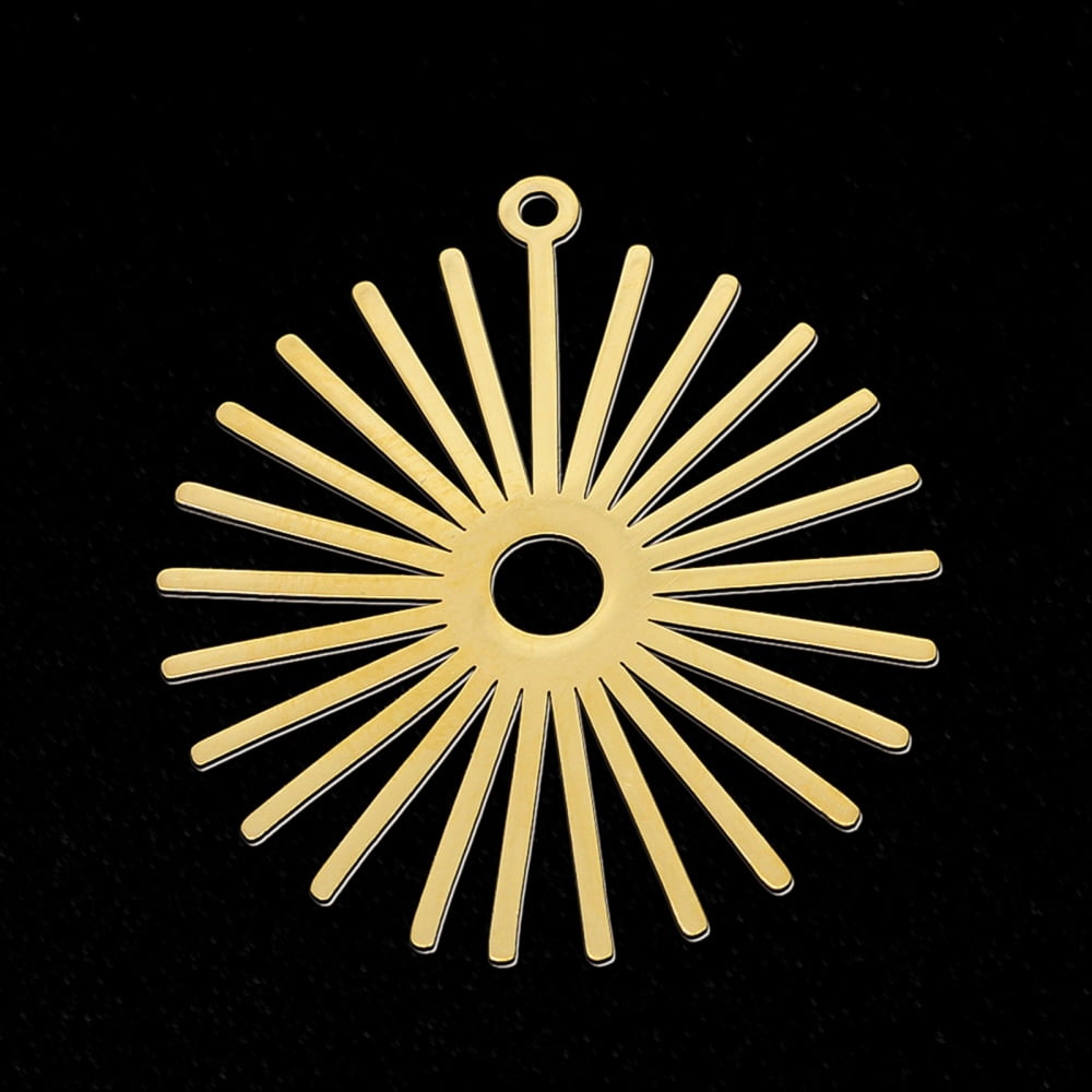5pc 304 Stainless Steel Pendants Laser Cut Sun Golden 32.5x30x1mm Hole ...