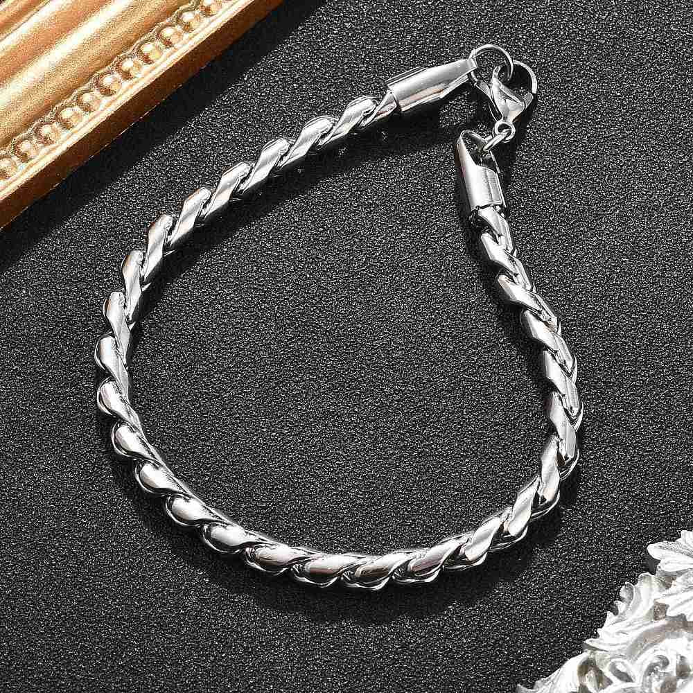 5pc 304 Stainless Steel Rope Chain Bracelets for Men Women Stainless ...