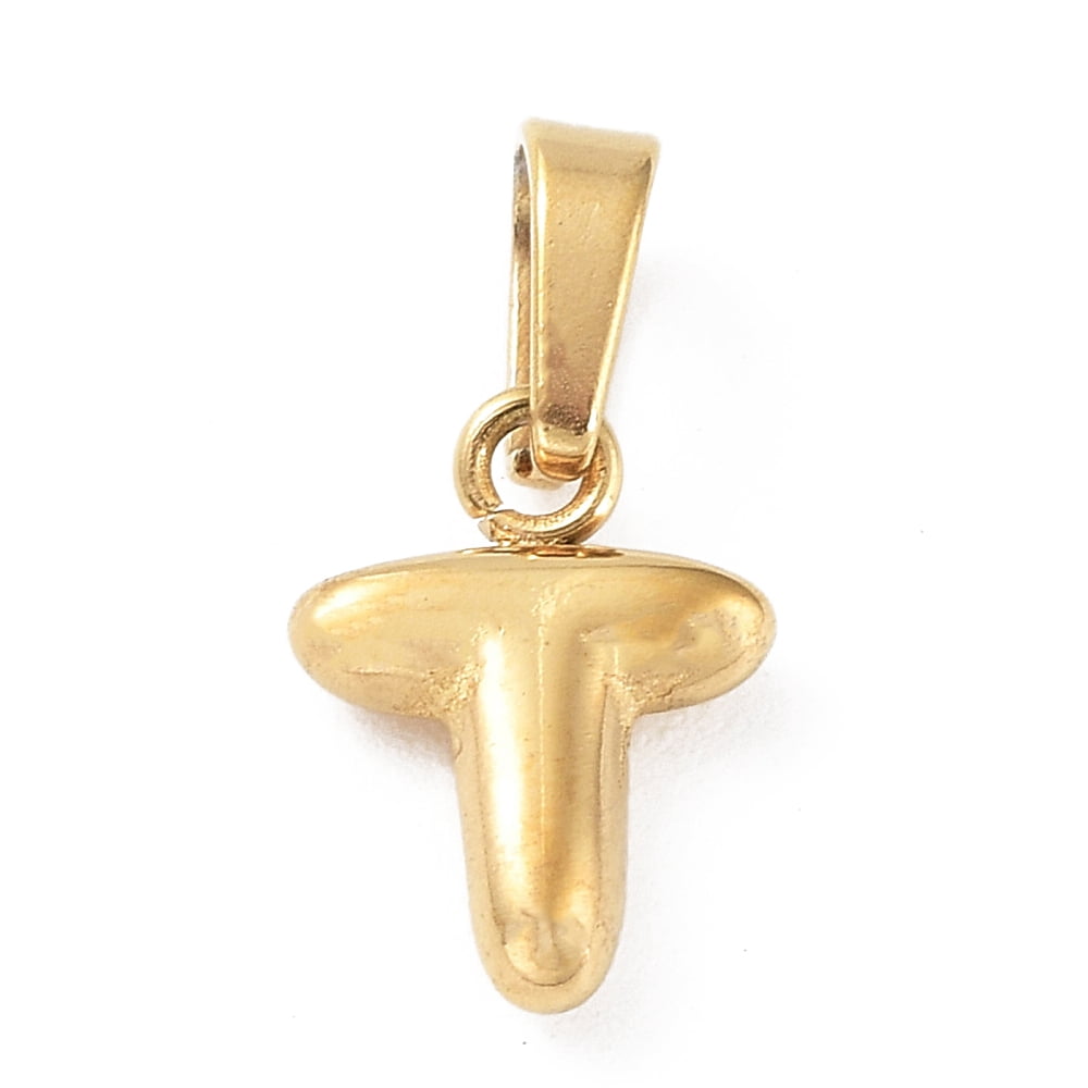 5pc 316L Surgical Stainless Steel Charms Letter Charm Golden Letter T 9 ...