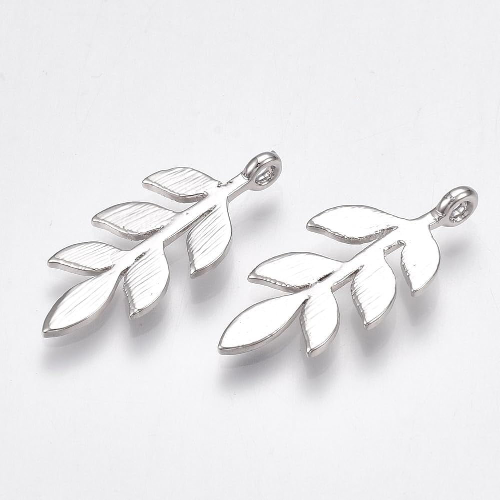 5pc 5 Pcs Real Platinum Plated Brass Leaf Pendants Leaf Pendants ...