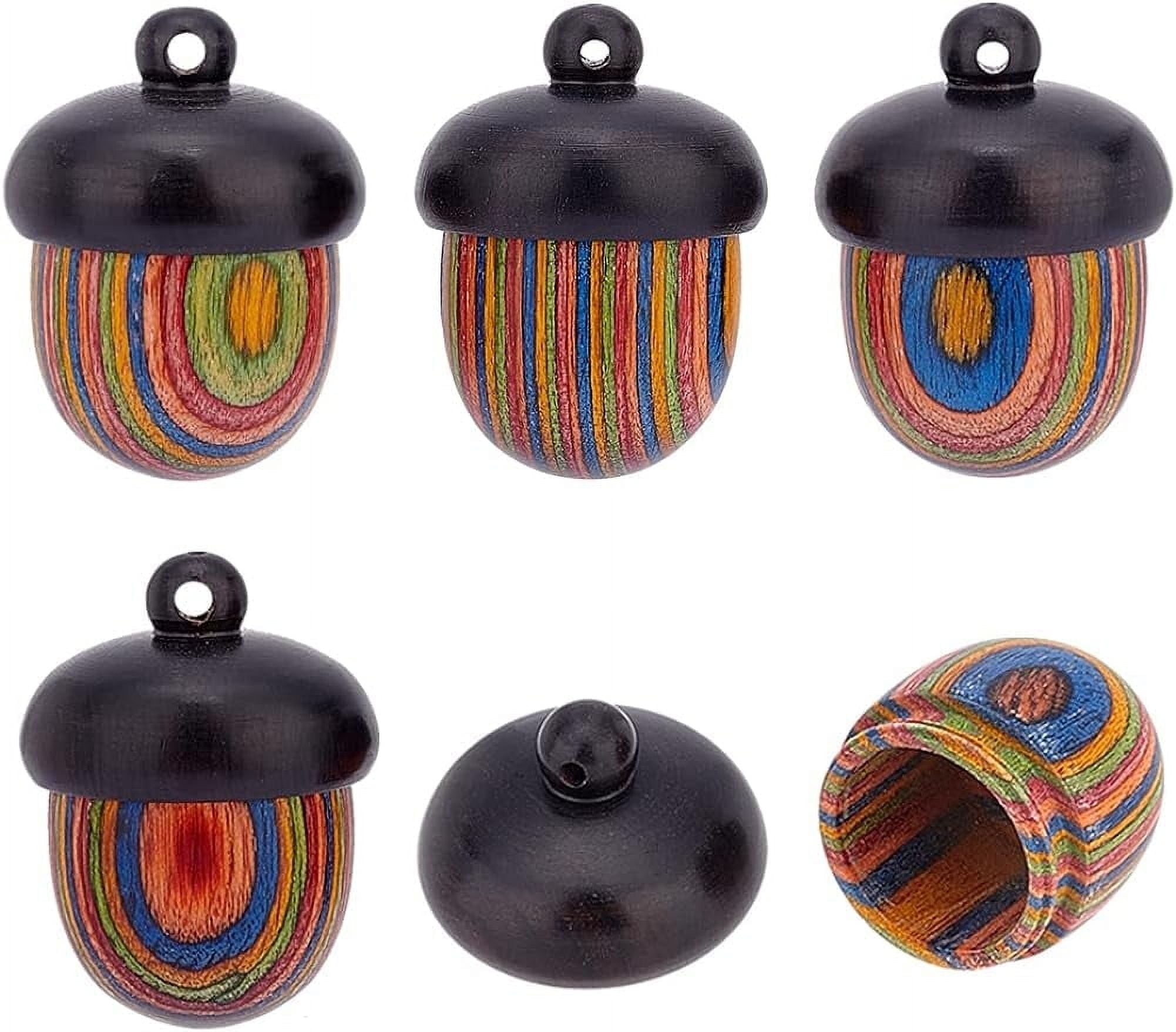 5pc 5Pcs Miniature Rainbow Wood Nut Acorn Pendant Mini Cremation Urns ...
