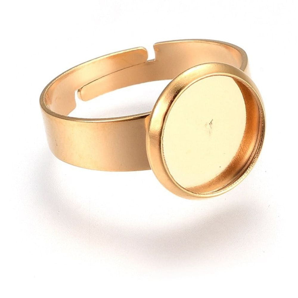 5pc Adjustable 201 Stainless Steel Finger Rings Components Pad Ring ...