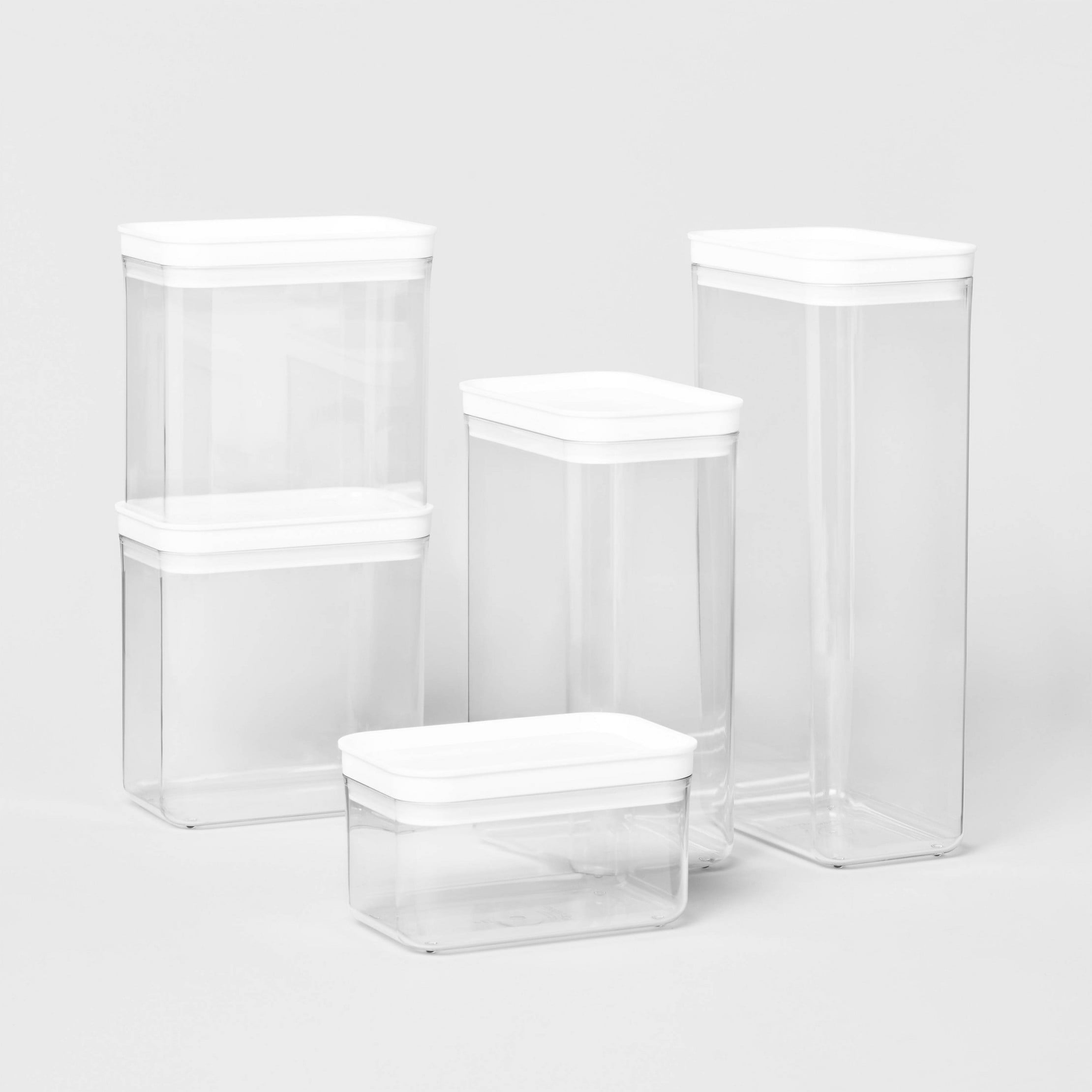 5pc Airtight Canister Set White: Food Storage Containers, Stackable ...