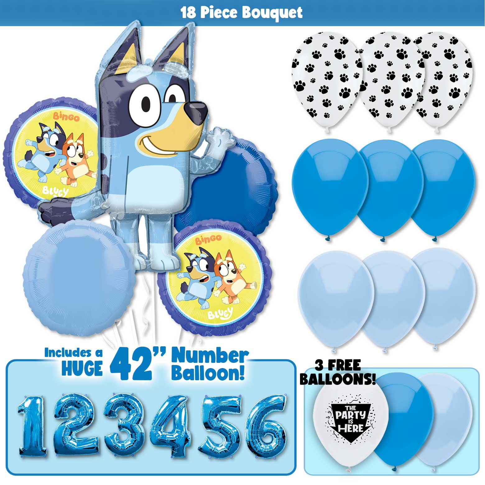5pc Bluey Deluxe Balloon Bouquet - Quality Party Birthday Decoration ...