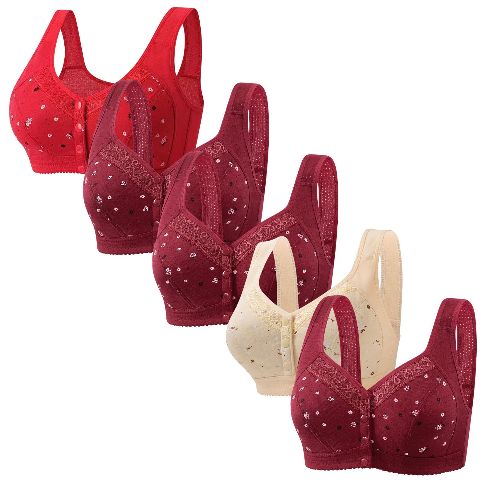 5pc Bras for Women Wireless Lifting Gathering Bra Plus Size Front ...