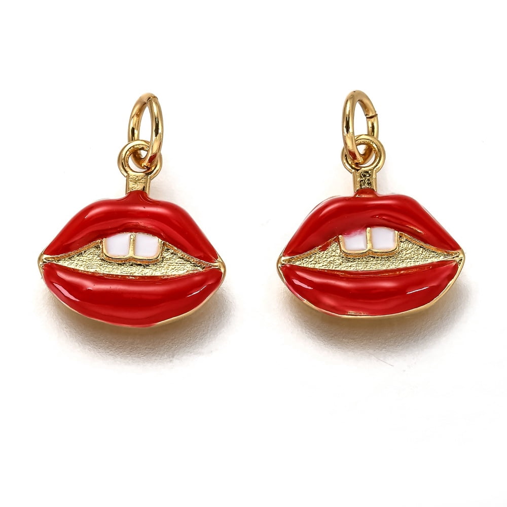 5pc Brass Enamel Charms Long-Lasting Plated Real 18K Gold Plated with ...