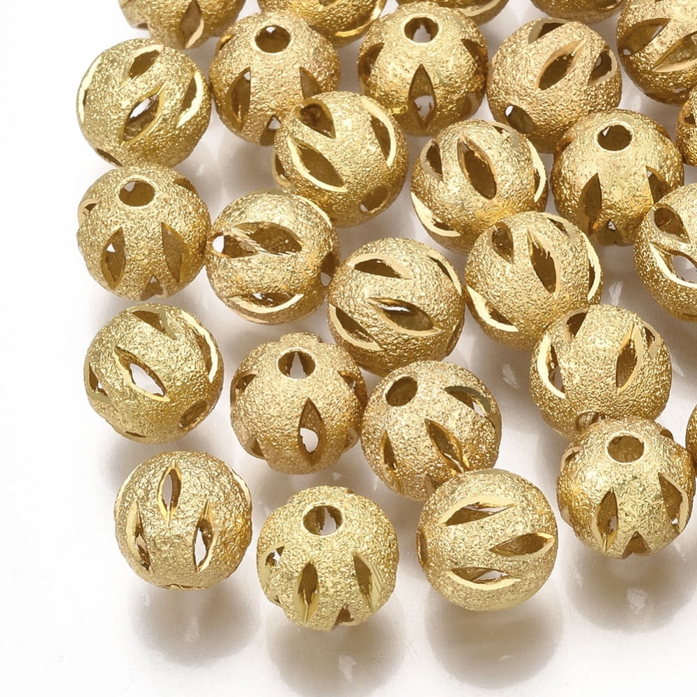 5pc Brass Filigree Beads Filigree Ball Round Textured Round Real 18K ...