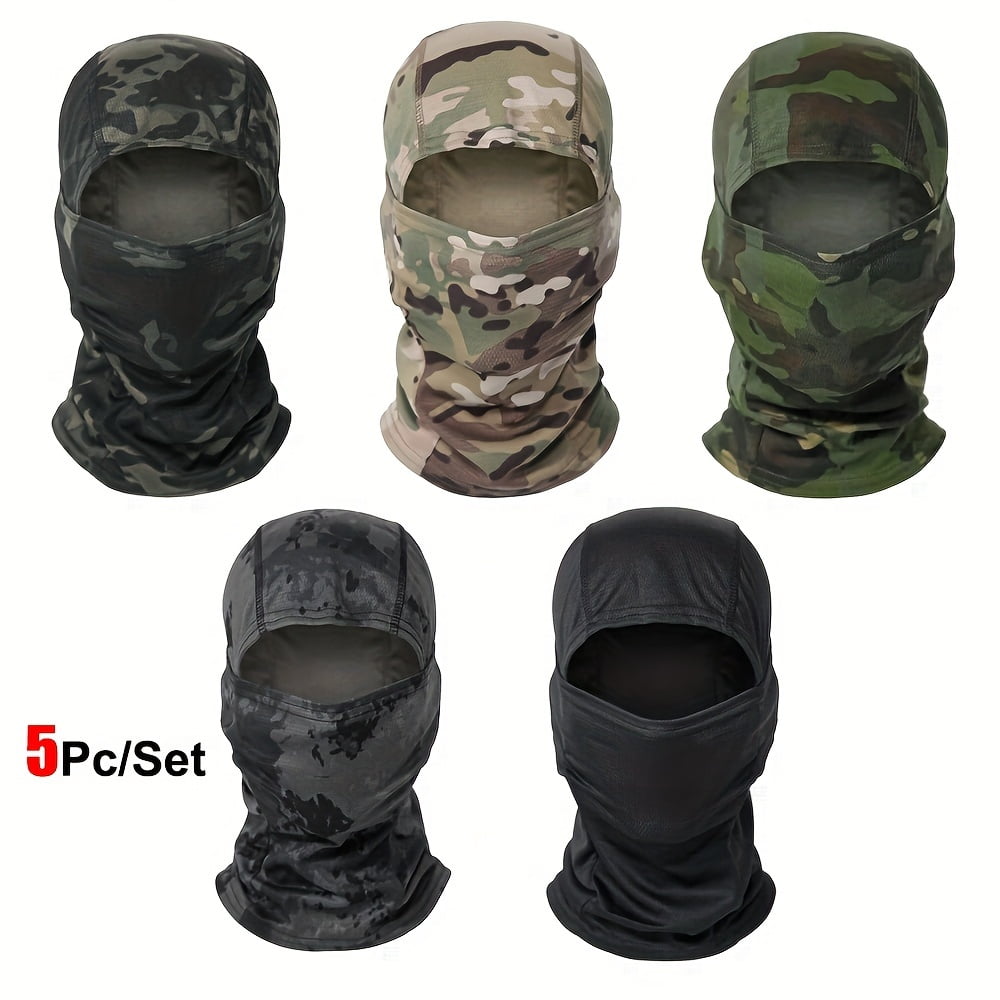 5pc Camouflage Tactical Balaclava Set – Breathable Full Face & Neck ...