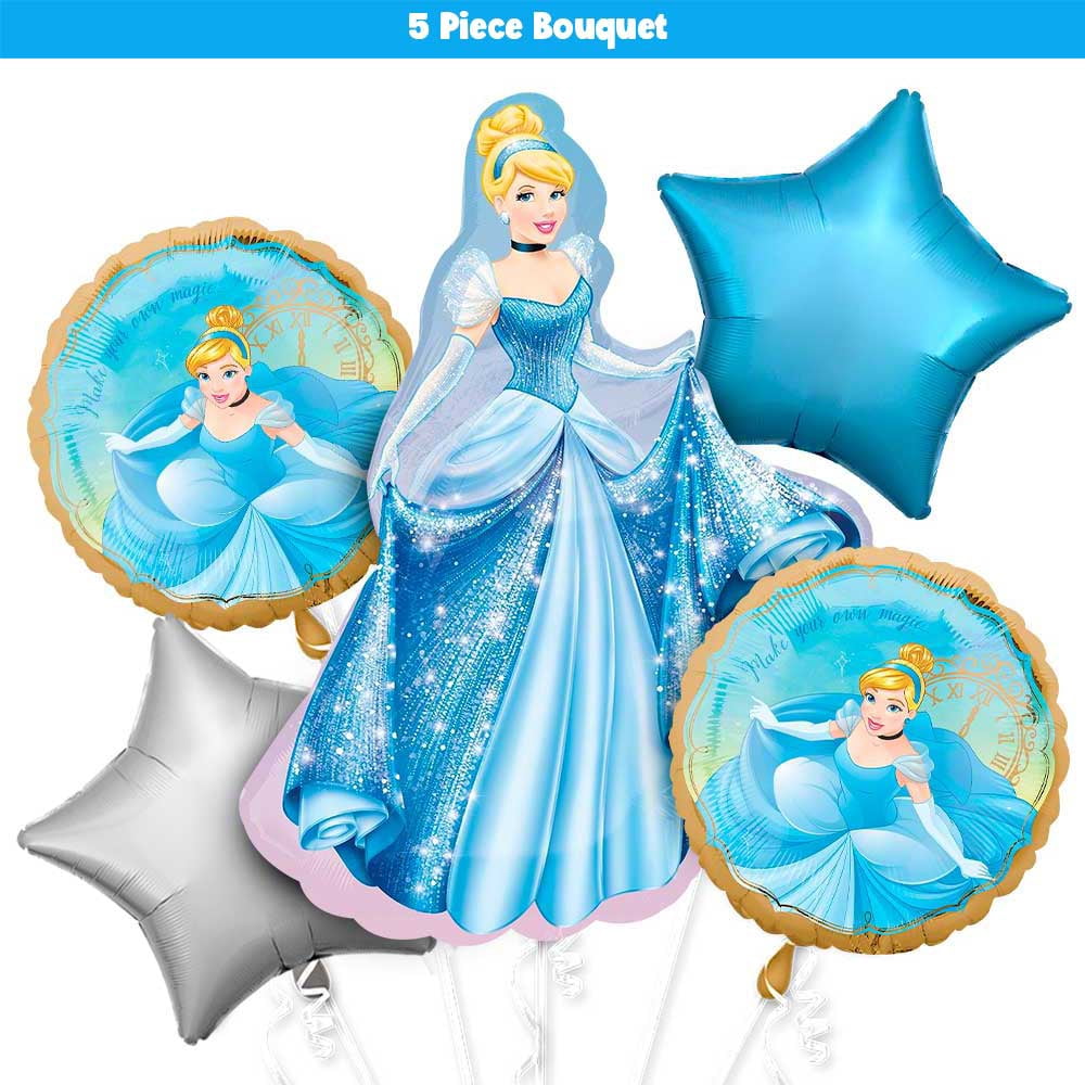 5pc Cinderella Balloons Deluxe Bouquet Kit - Birthday Party Decor ...