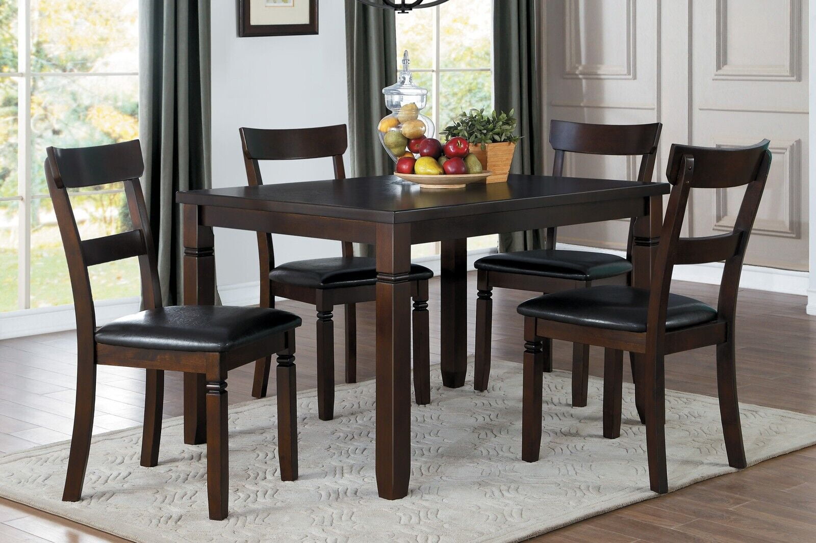 5pc Dinette Set Table and 4 Side Chairs Dining Set Kitchen Furniture ...