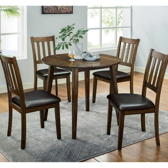 5pc Dining Set for Kitchen | Transitional Style for Small Spaces | Dark ...