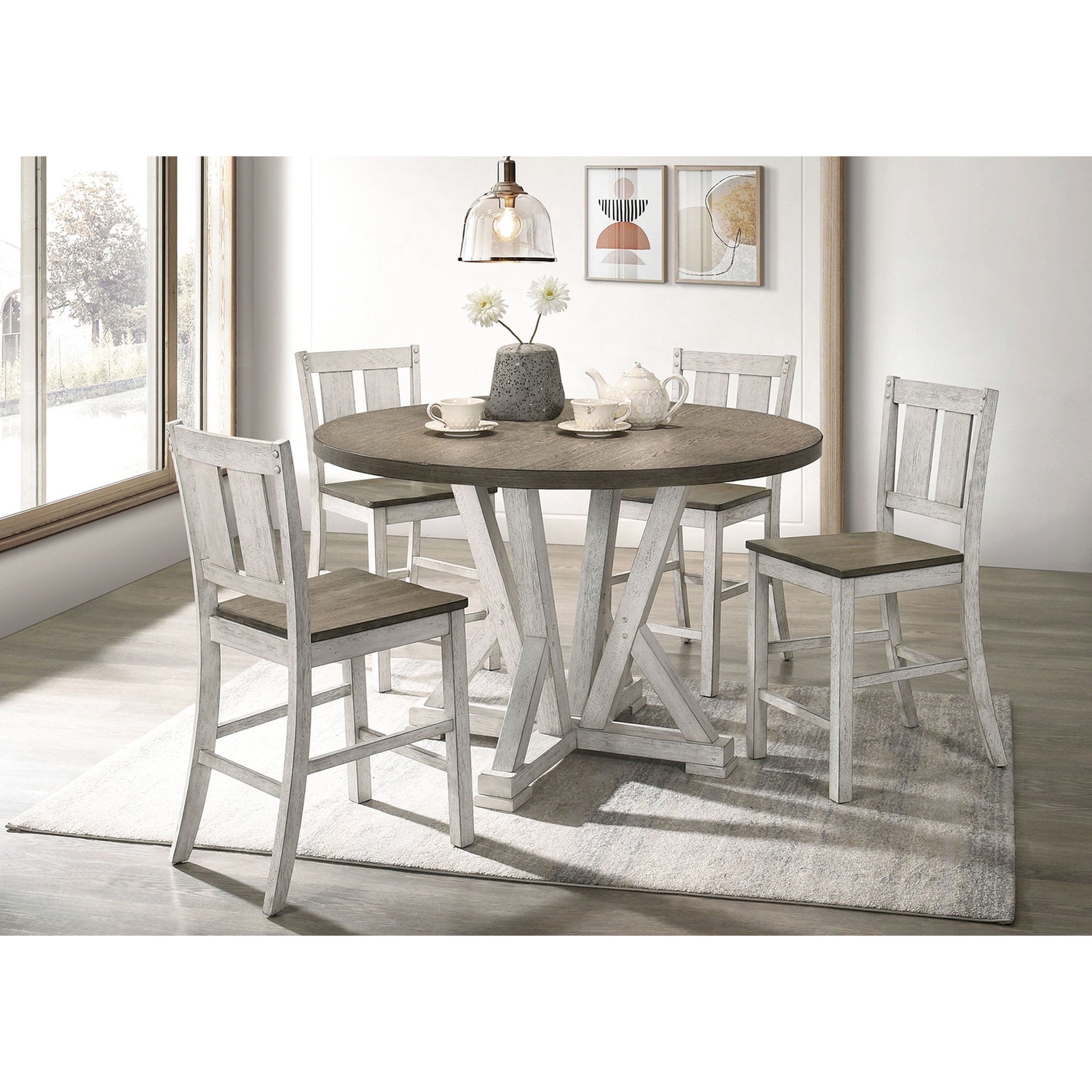 5pc Dining Set with Round Table | Used in Daily Family Dinners | Knotty ...