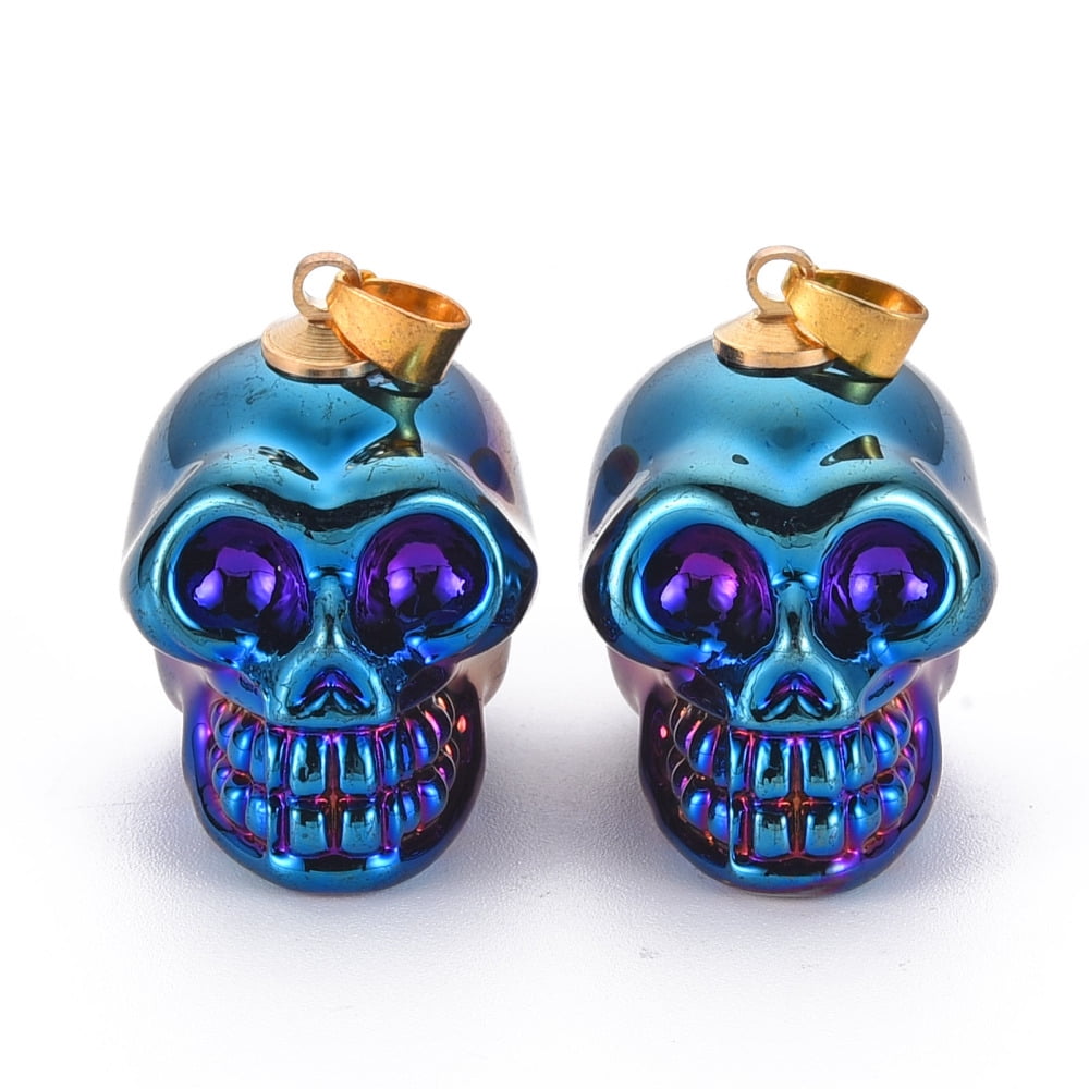5pc Electroplate K9 Glass Pendants with Golden Plated Brass Bails ...