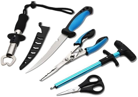 5pc Fishing Tool Kits - Fishing Pliers, Fillet Knife with Sheath ...